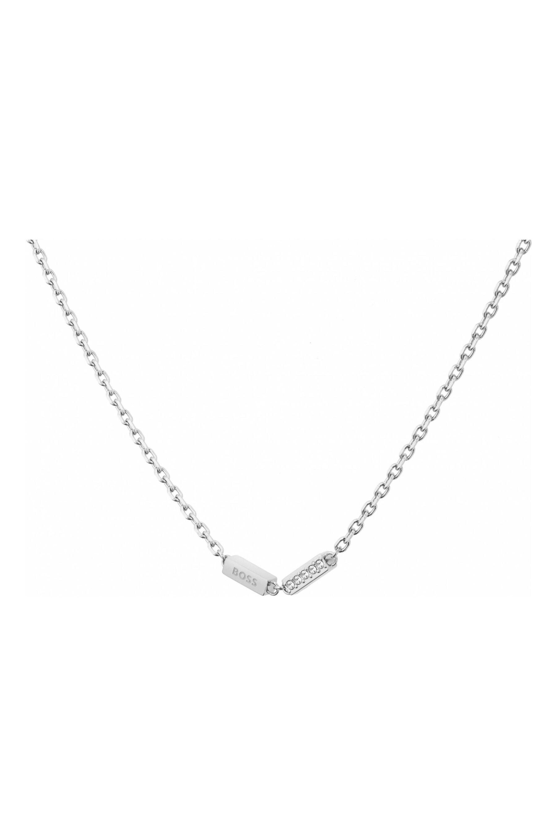 Buy BOSS Silver Jewellery Ladies Silver Tone Laria Logo and Crystals ...