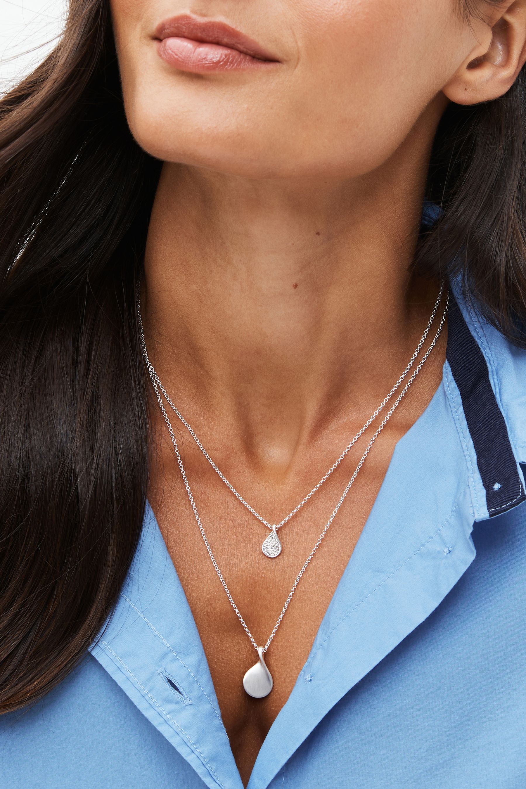 Buy Silver Tone Sparkle Petal Layered Necklace from the Next UK online shop