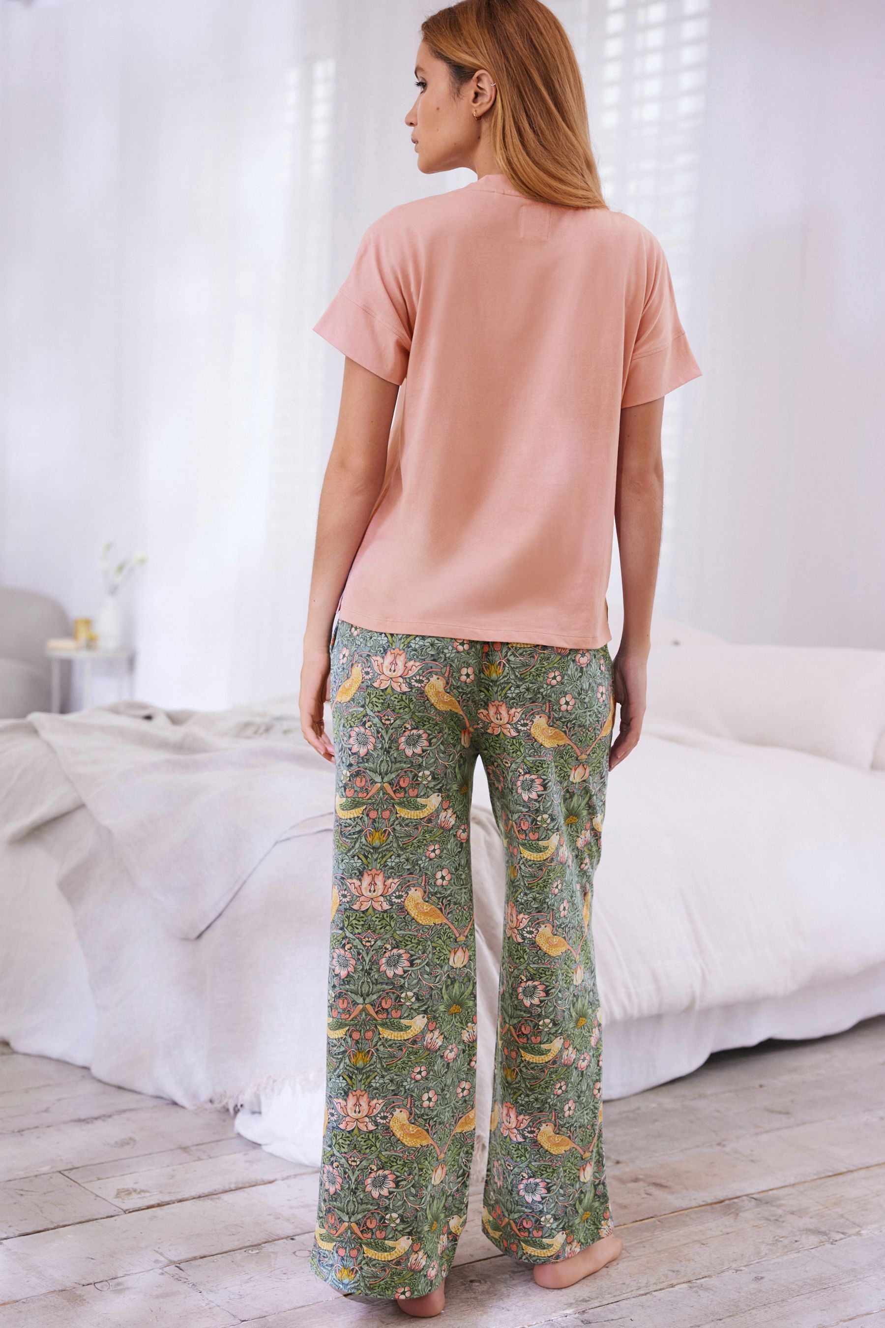 Buy Green/Pink Floral Morris & Co. Cotton Pyjamas from the Next UK ...
