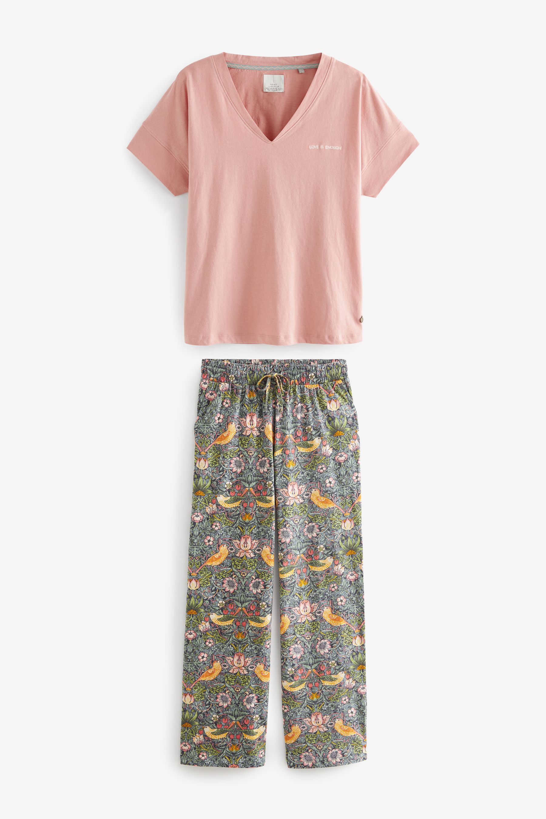 Buy Green/Pink Floral Morris & Co. Cotton Pyjamas from the Next UK ...