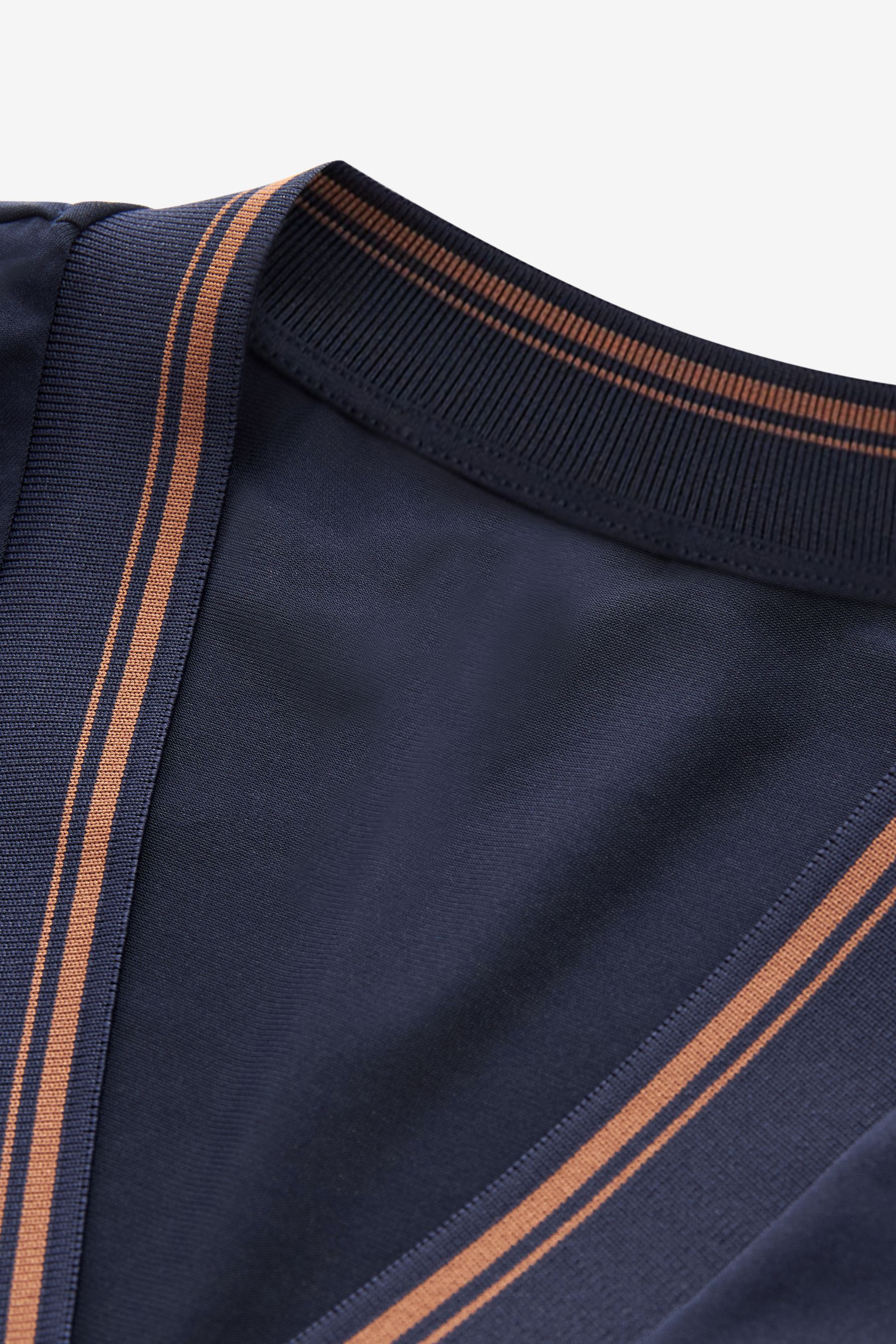 Buy Navy Blue Premium Long Sleeve Contrast V-Neck Top from Next United ...