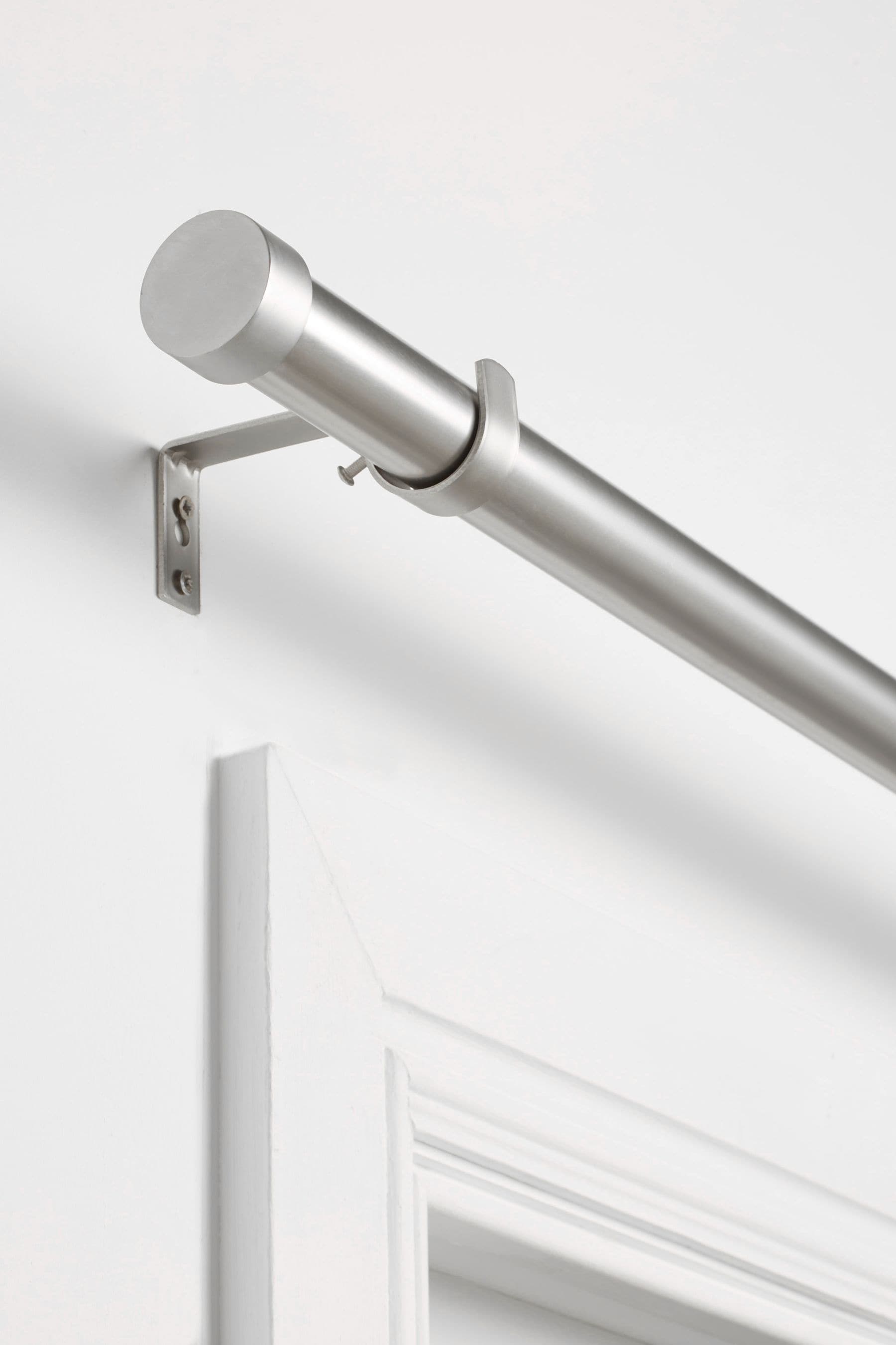 Buy Brushed Silver Stud Finial Extendable 35mm Curtain Pole Kit from ...