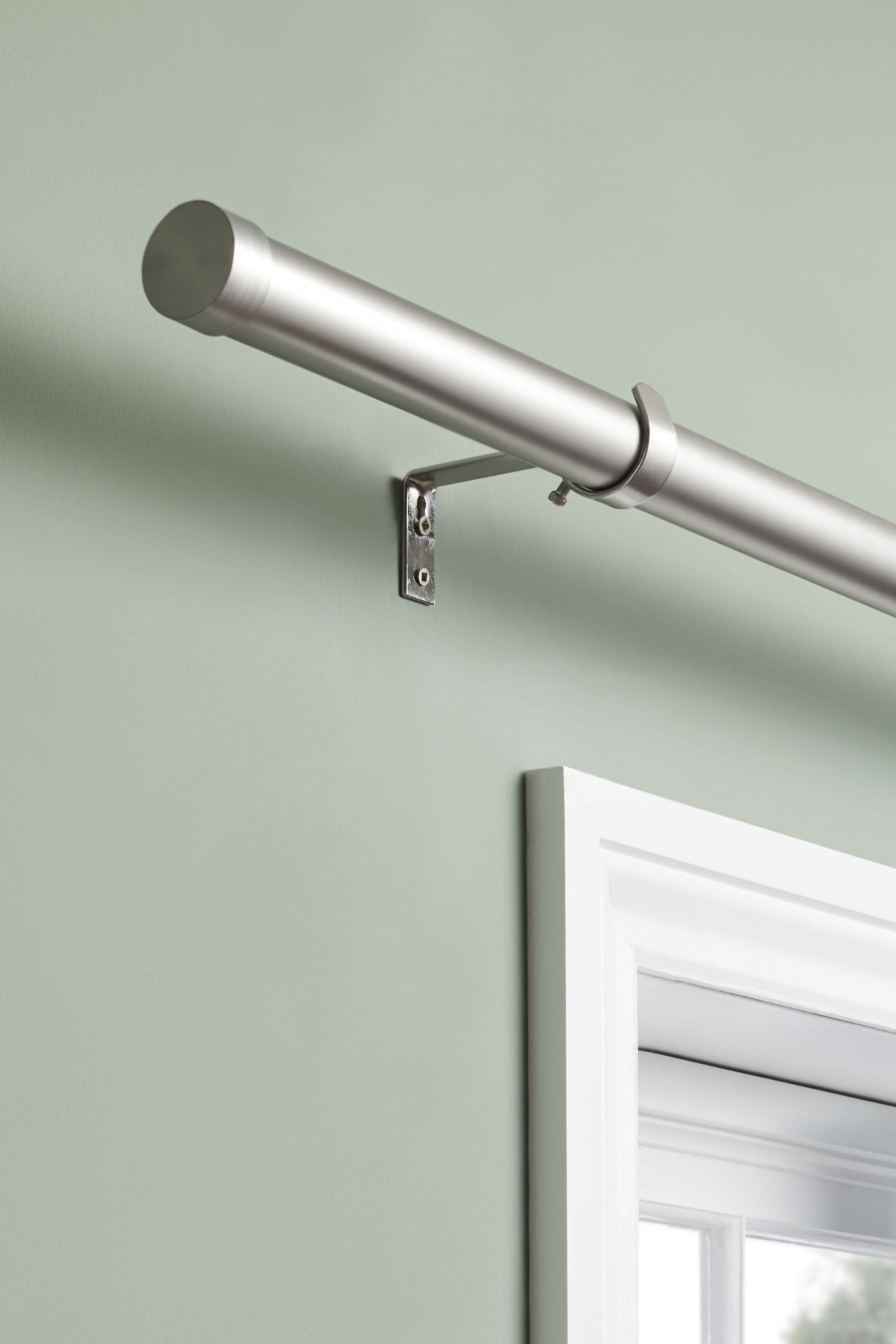Buy Brushed Silver Stud Finial Extendable 35mm Curtain Pole Kit from ...