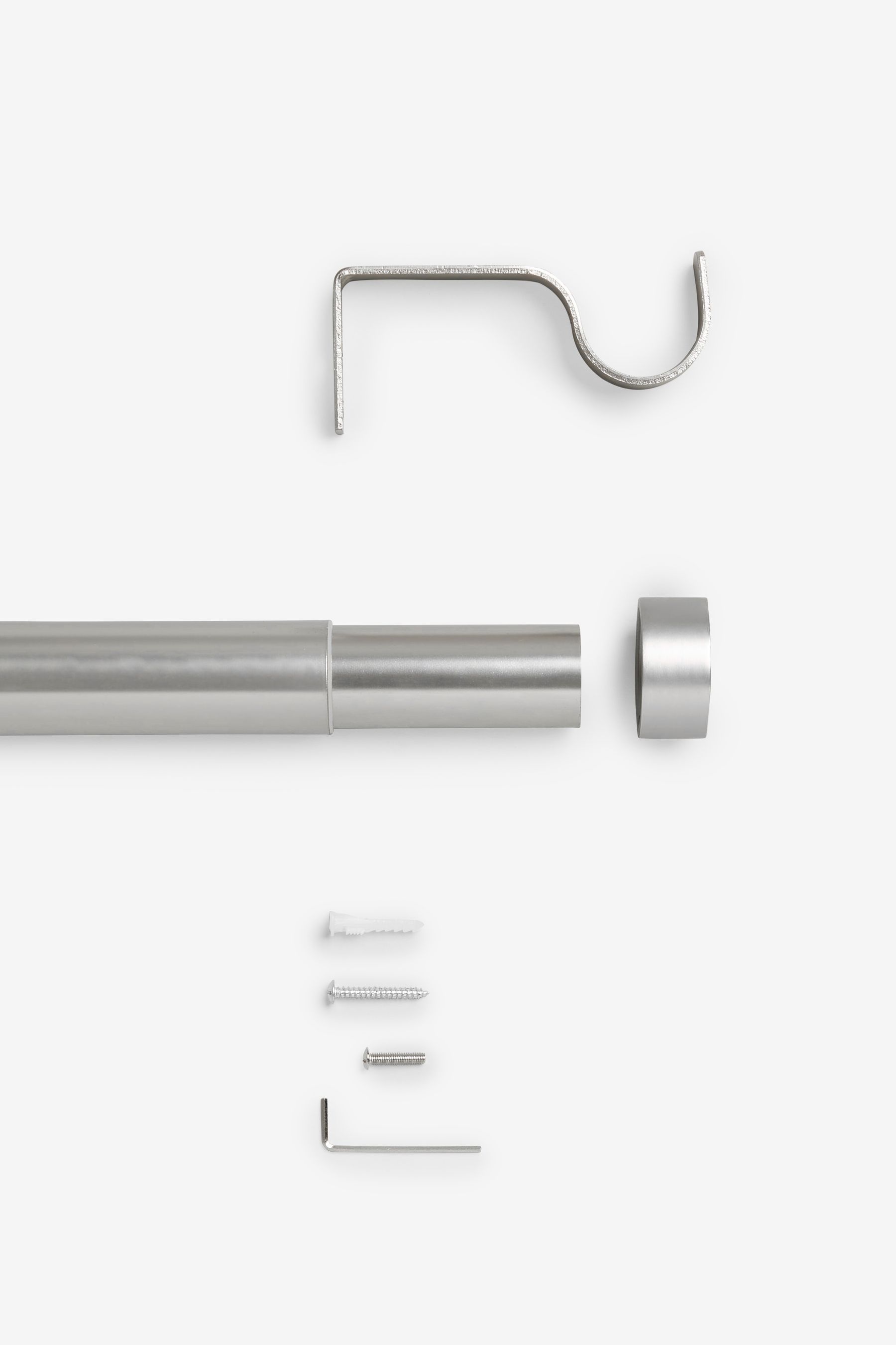 Buy Brushed Silver Stud Finial Extendable 35mm Curtain Pole Kit from ...