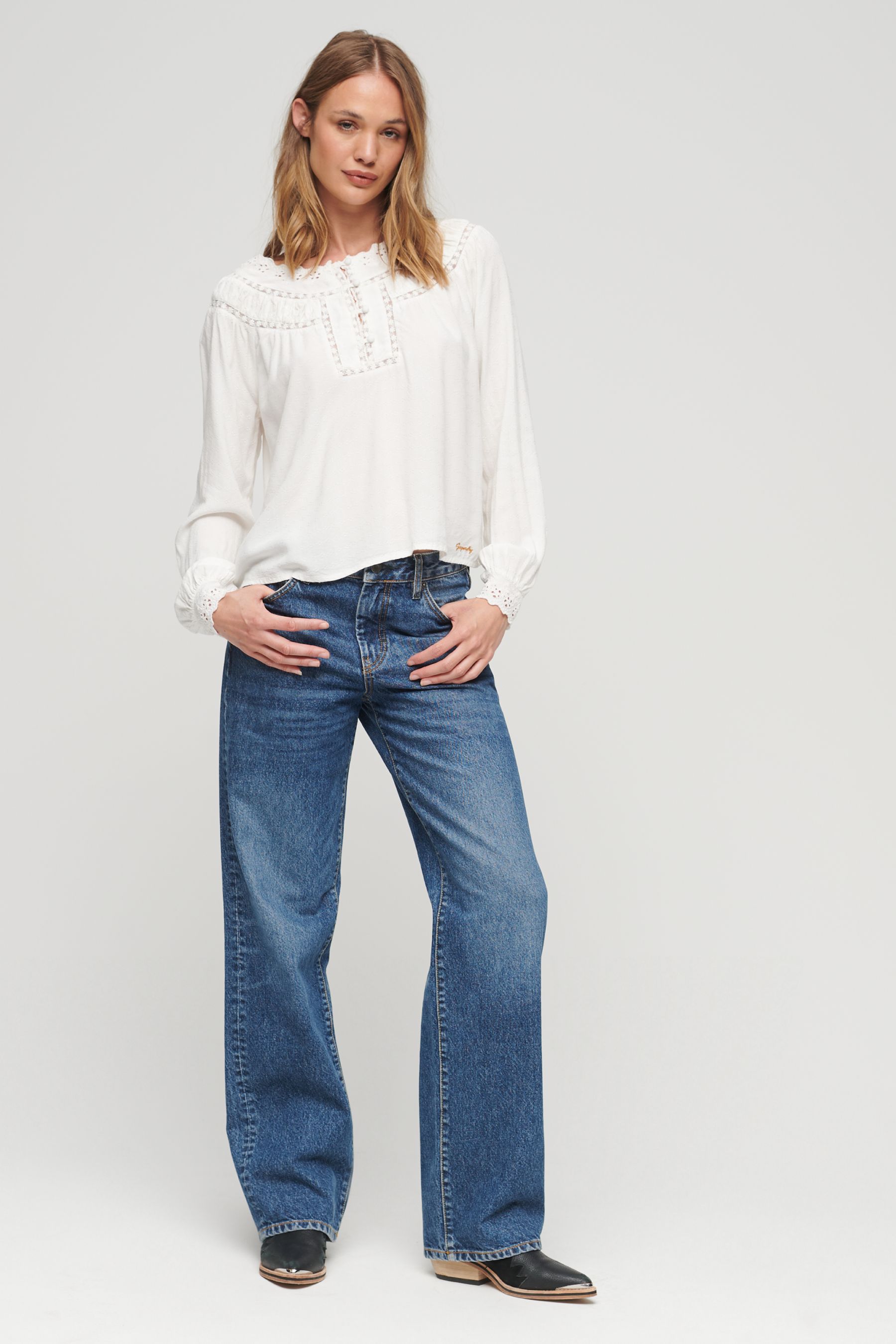 Buy Superdry Cream Lace Trim Woven Blouse from Next Germany