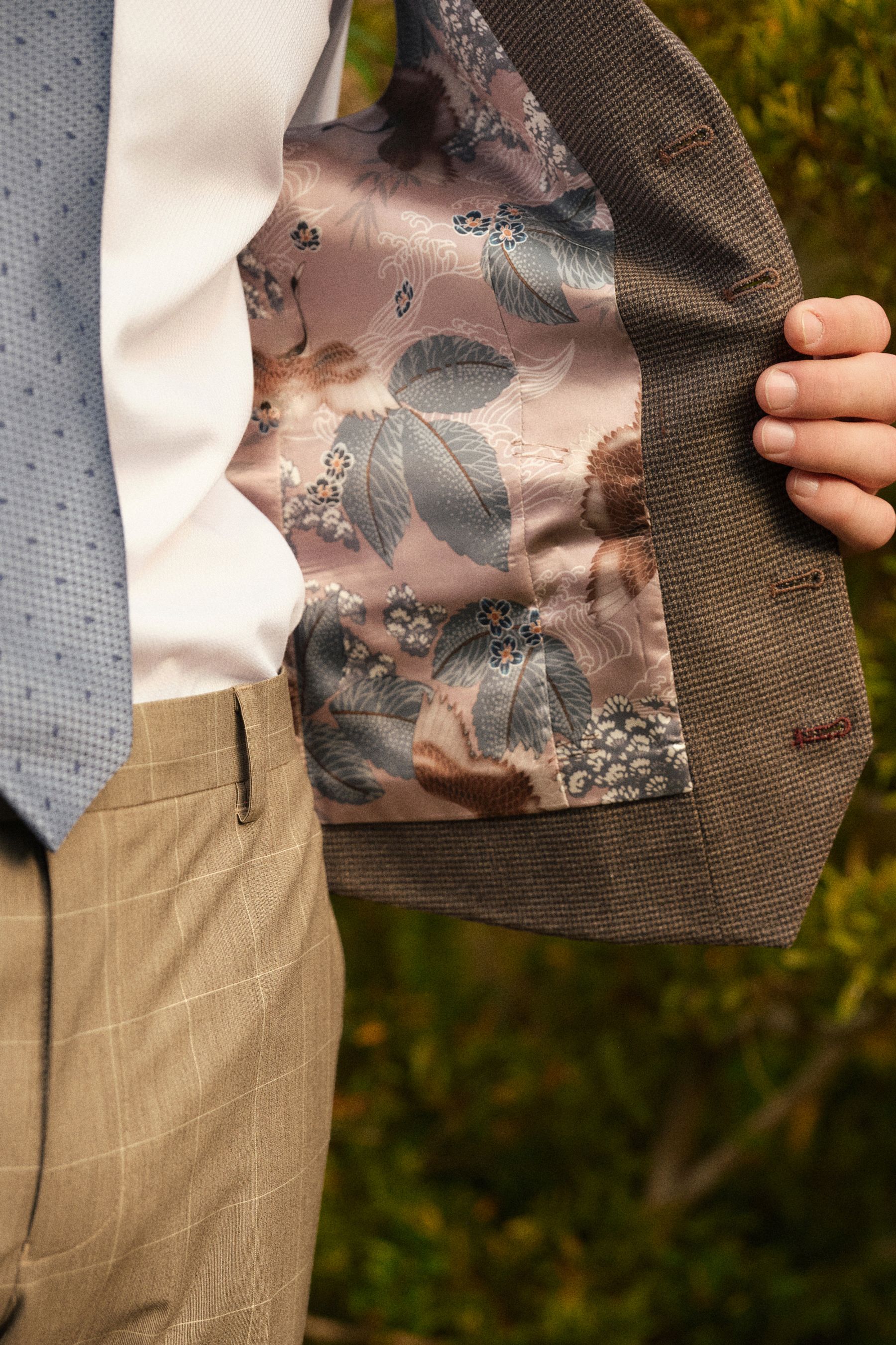 Buy Taupe Brown Trimmed Check Suit Waistcoat from the Next UK online shop