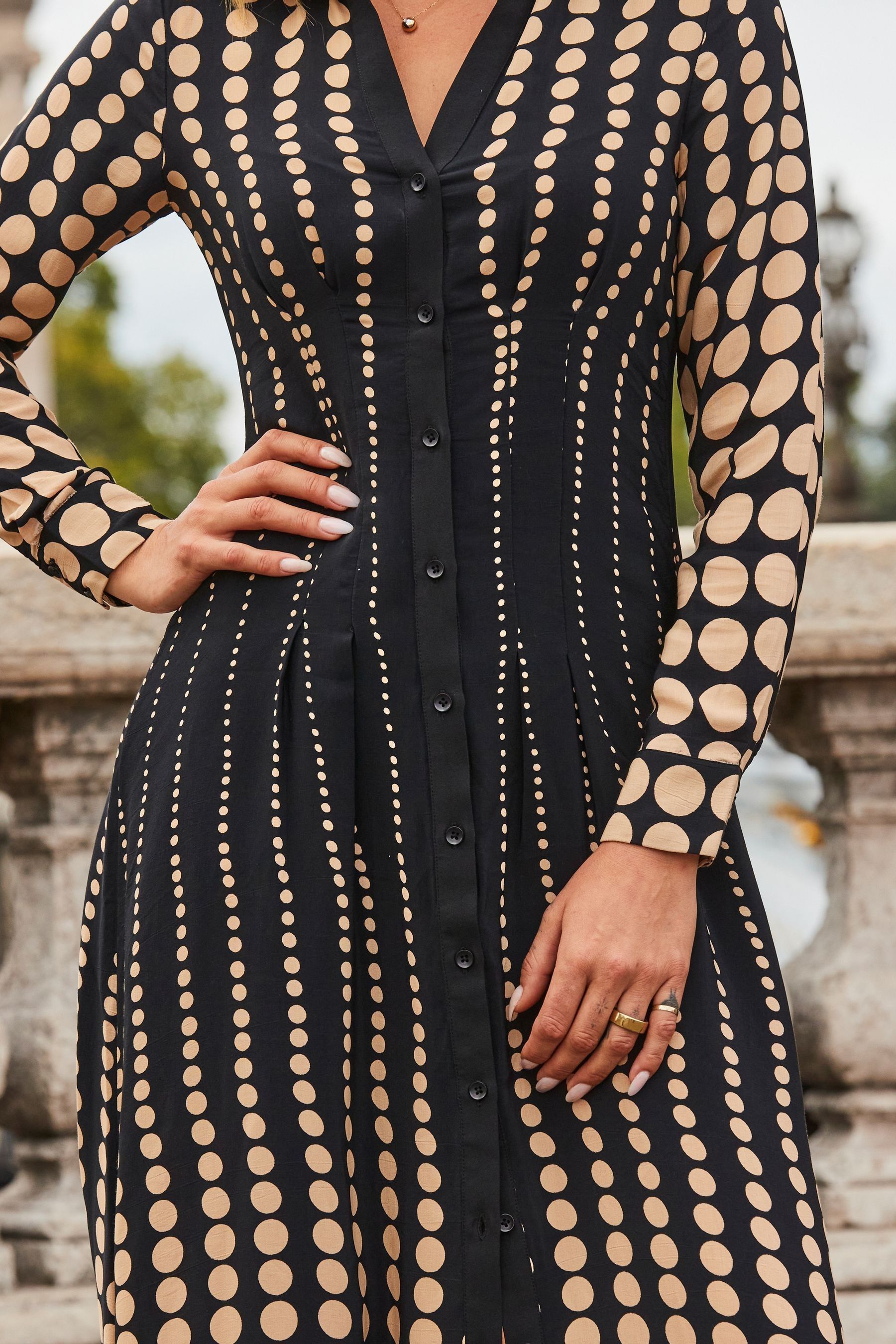 Buy Sosandar Black Geometric Spot Print Shirt Dress from Next Australia