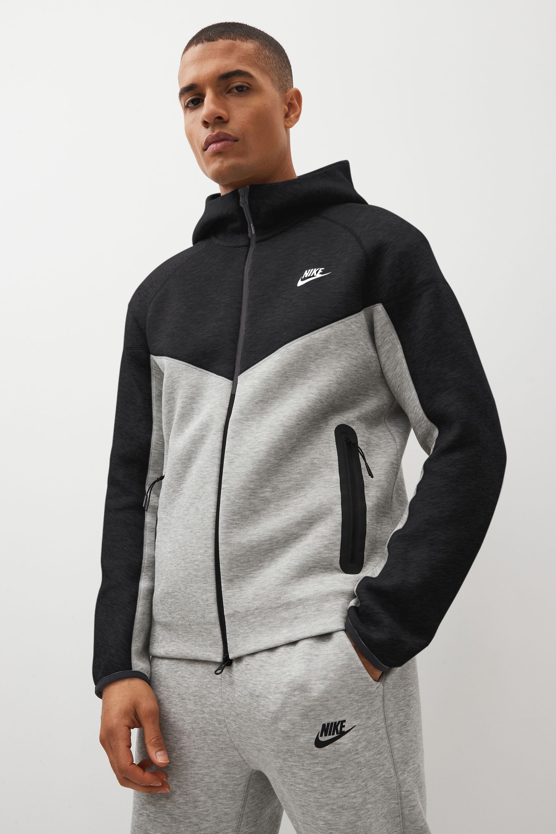 Buy Nike Black/Grey Tech Fleece Full Zip Hoodie from the Next UK online ...