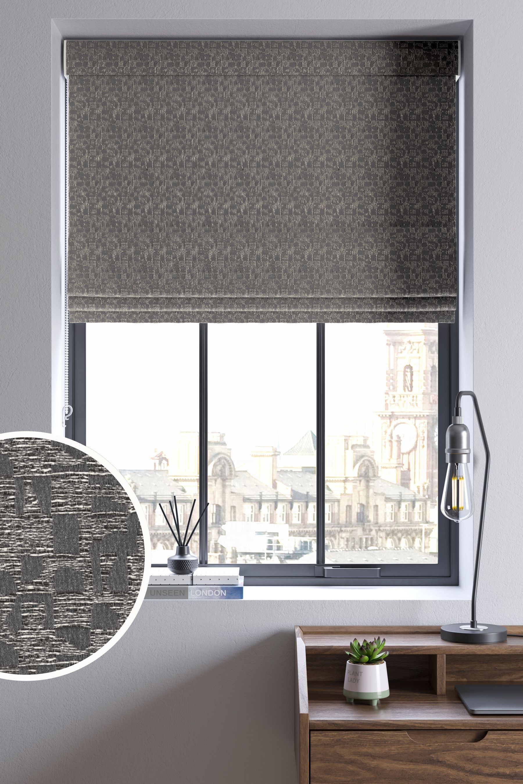 Buy Grey Geo Texture Made to Measure Roman Blind from the Next UK ...