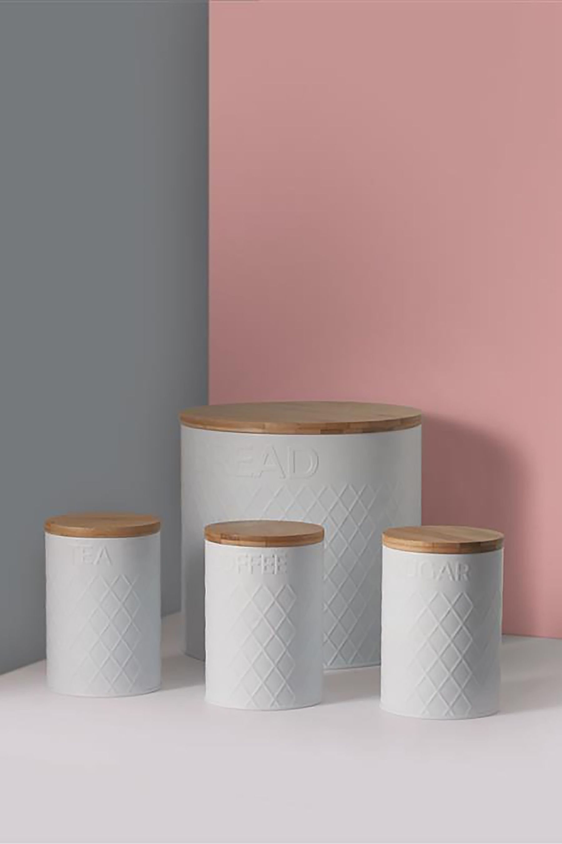 Buy Typhoon White Embossed White Tea, Coffee, Sugar Canisters from the ...