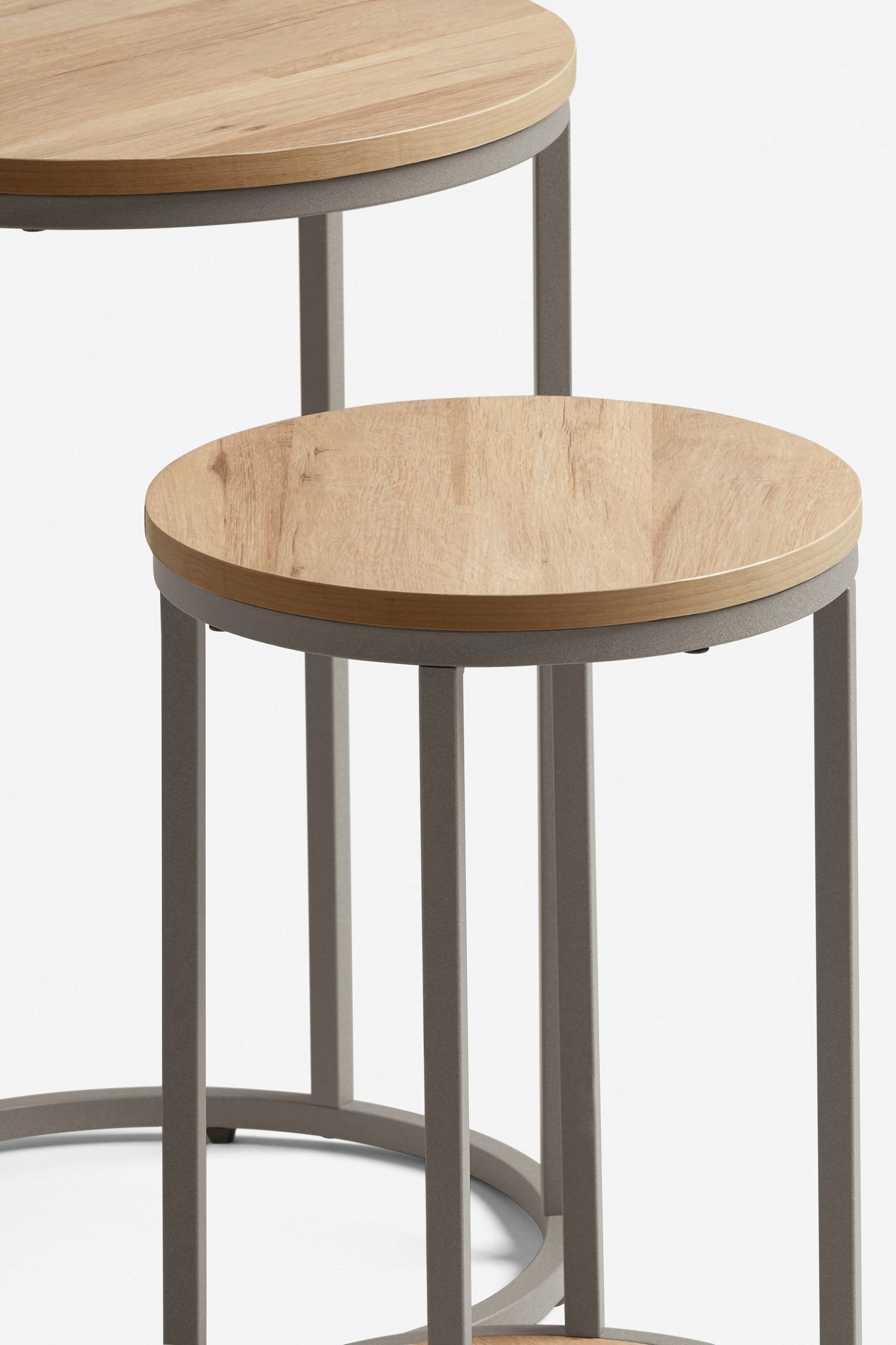 Buy Light Bronx Oak Effect Round Set of 2 Nest of Tables from the Next ...