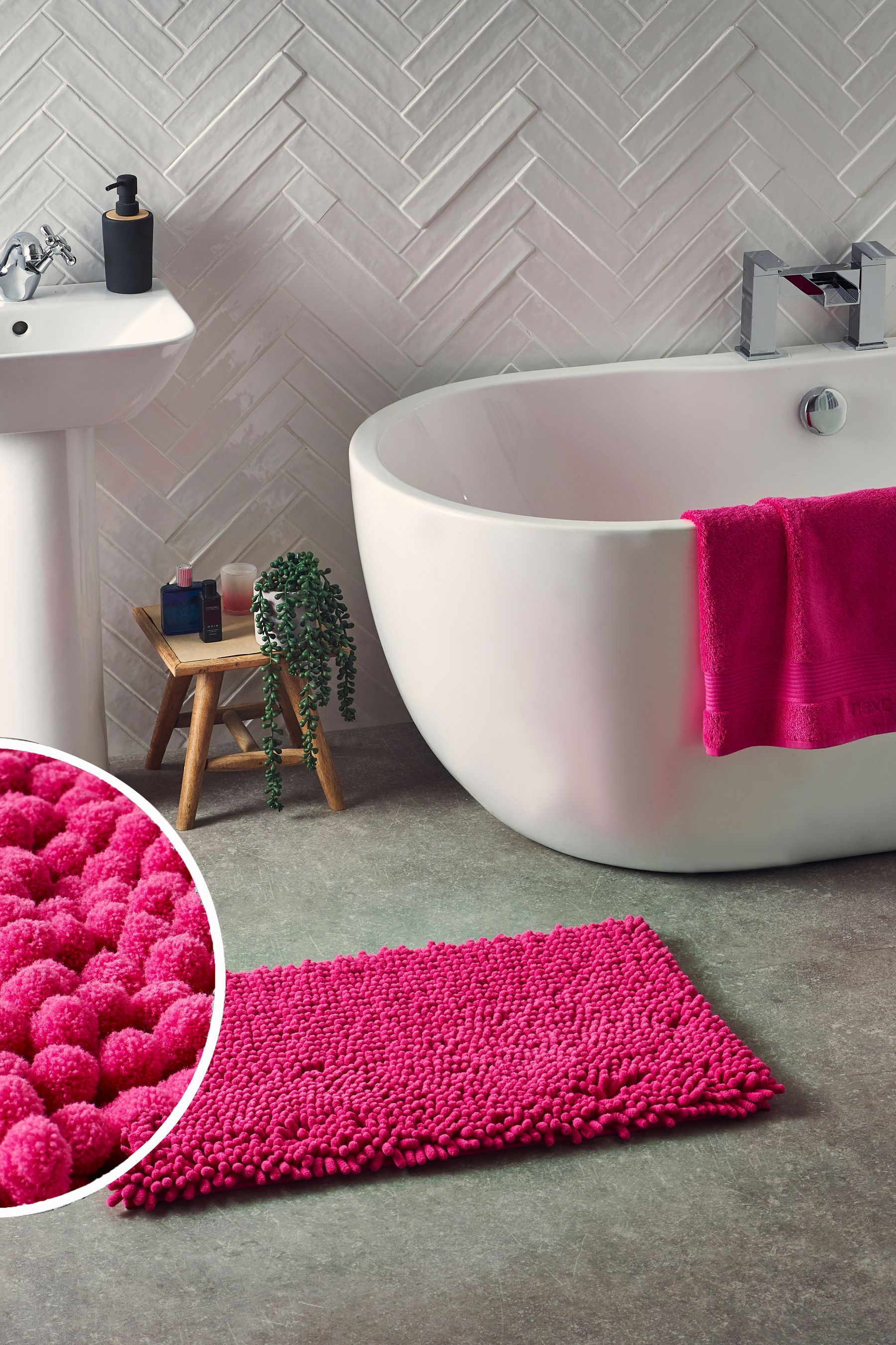 Buy Hot Pink Super Plush Bath Bobble Mat from the Next UK online shop