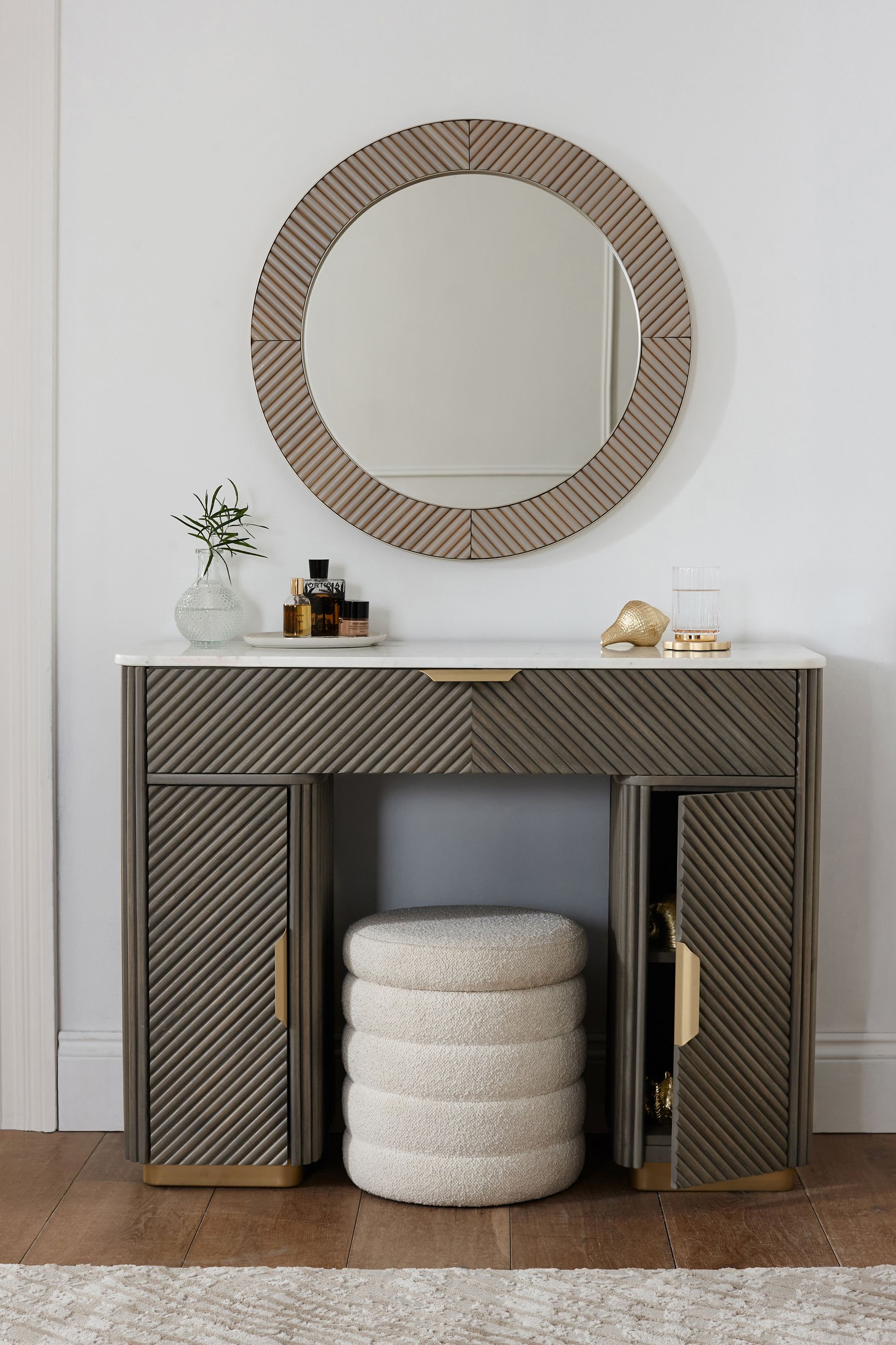 Buy Dark Grey Valencia Marble Mango Wood Space Saving Storage Dressing ...