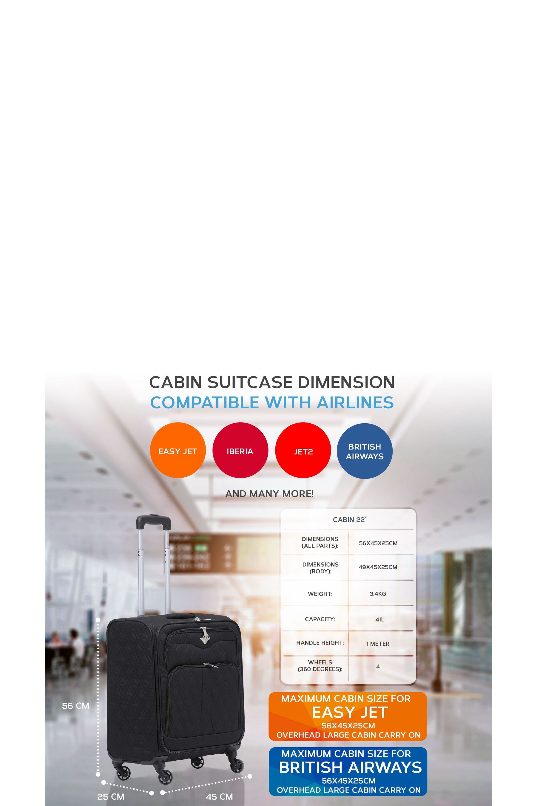 Buy Flight Knight 56x45x25cm EasyJet Overhead Soft Case Cabin Carry On ...