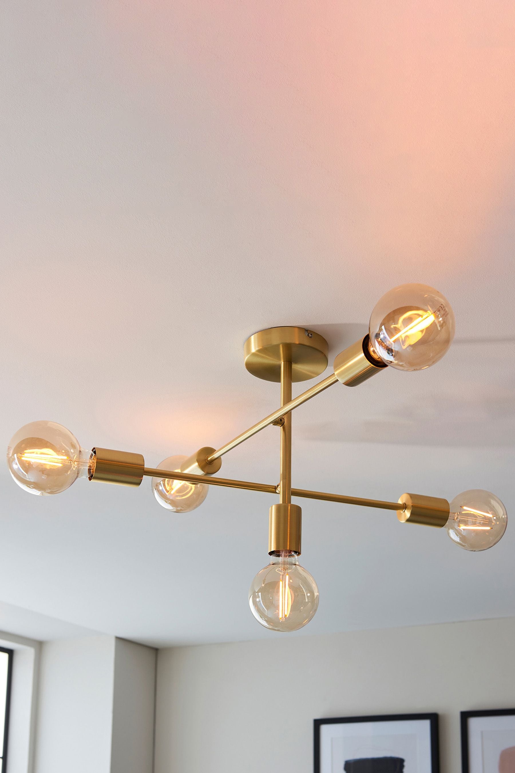 Buy Gallery Home Satin Brass Industrial 5 Bulb Ceiling Light from the ...