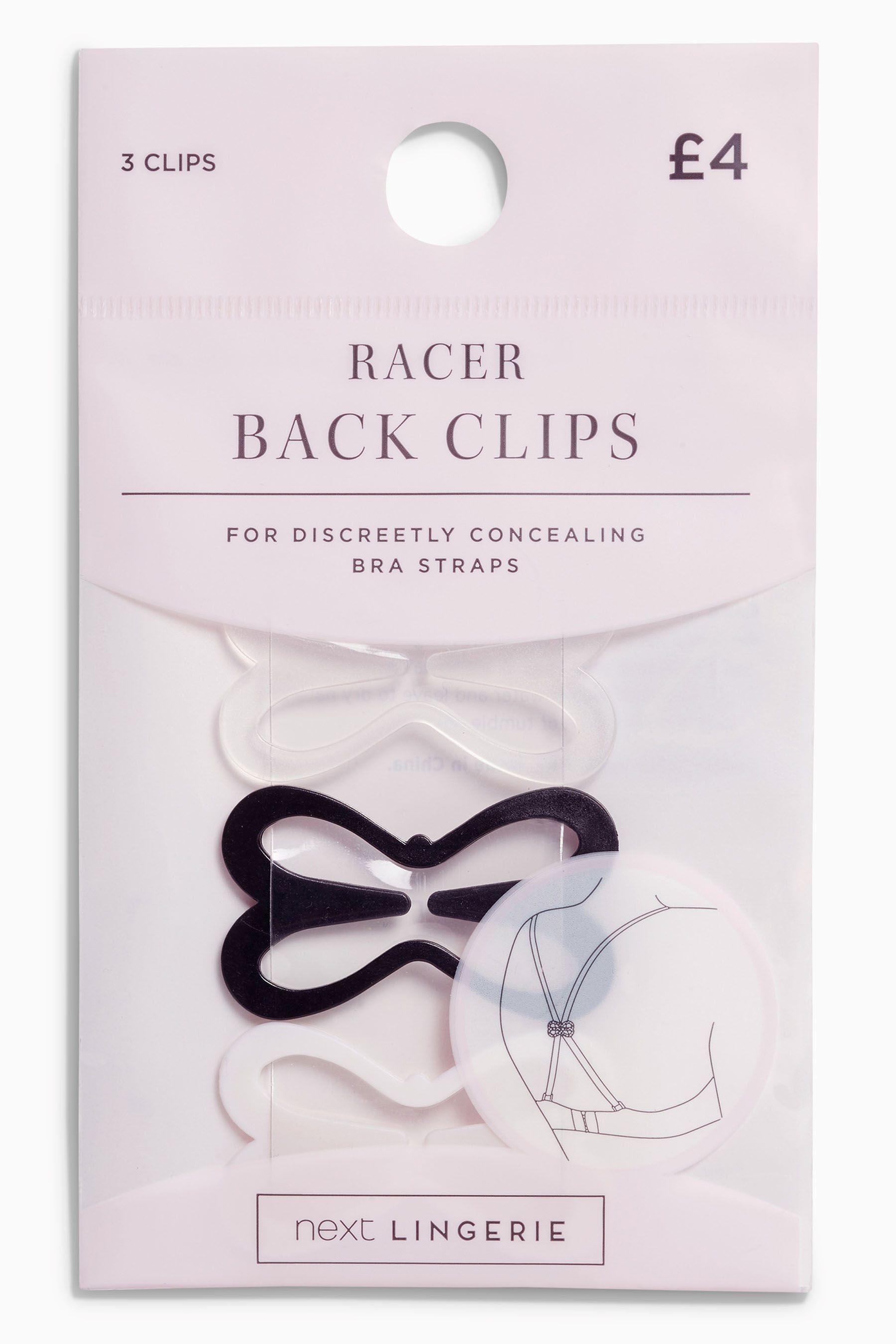 Buy Black/White/Clear Racer Back Clips Three Pack from the Next UK ...
