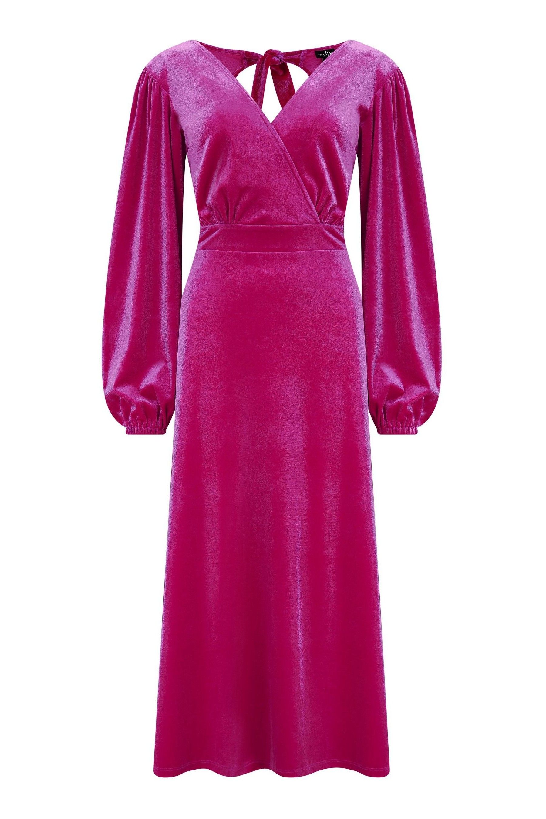 Buy Pour Moi Pink Charlotte Tie Back Stretch Velvet Long Sleeve Midi ...
