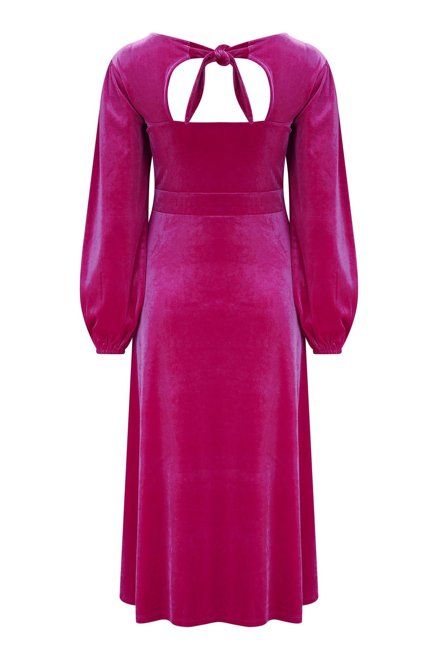 Buy Pour Moi Pink Charlotte Tie Back Stretch Velvet Long Sleeve Midi ...
