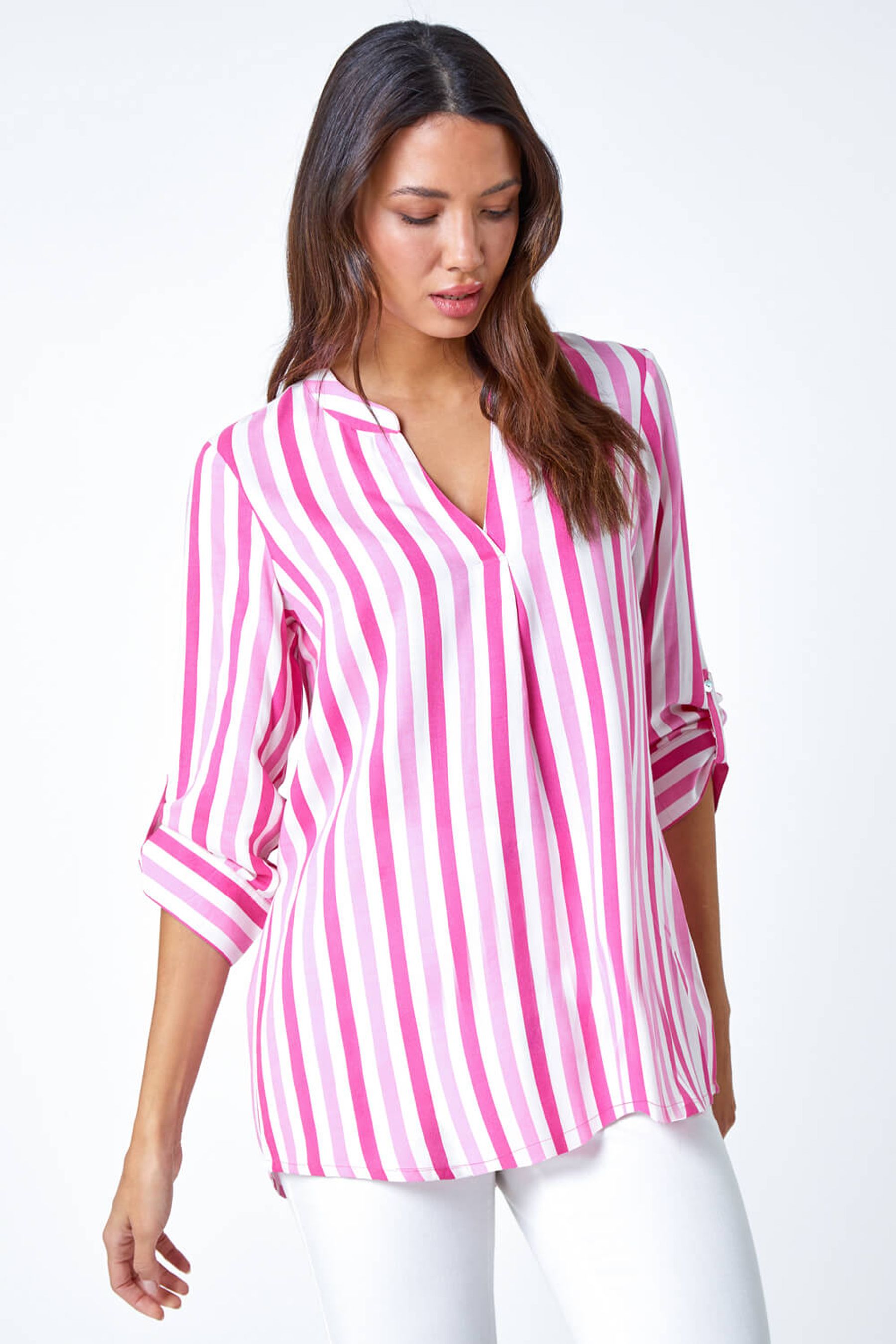 Buy Roman Pink Stripe Print Pleat Detail Tunics from the Next UK online ...