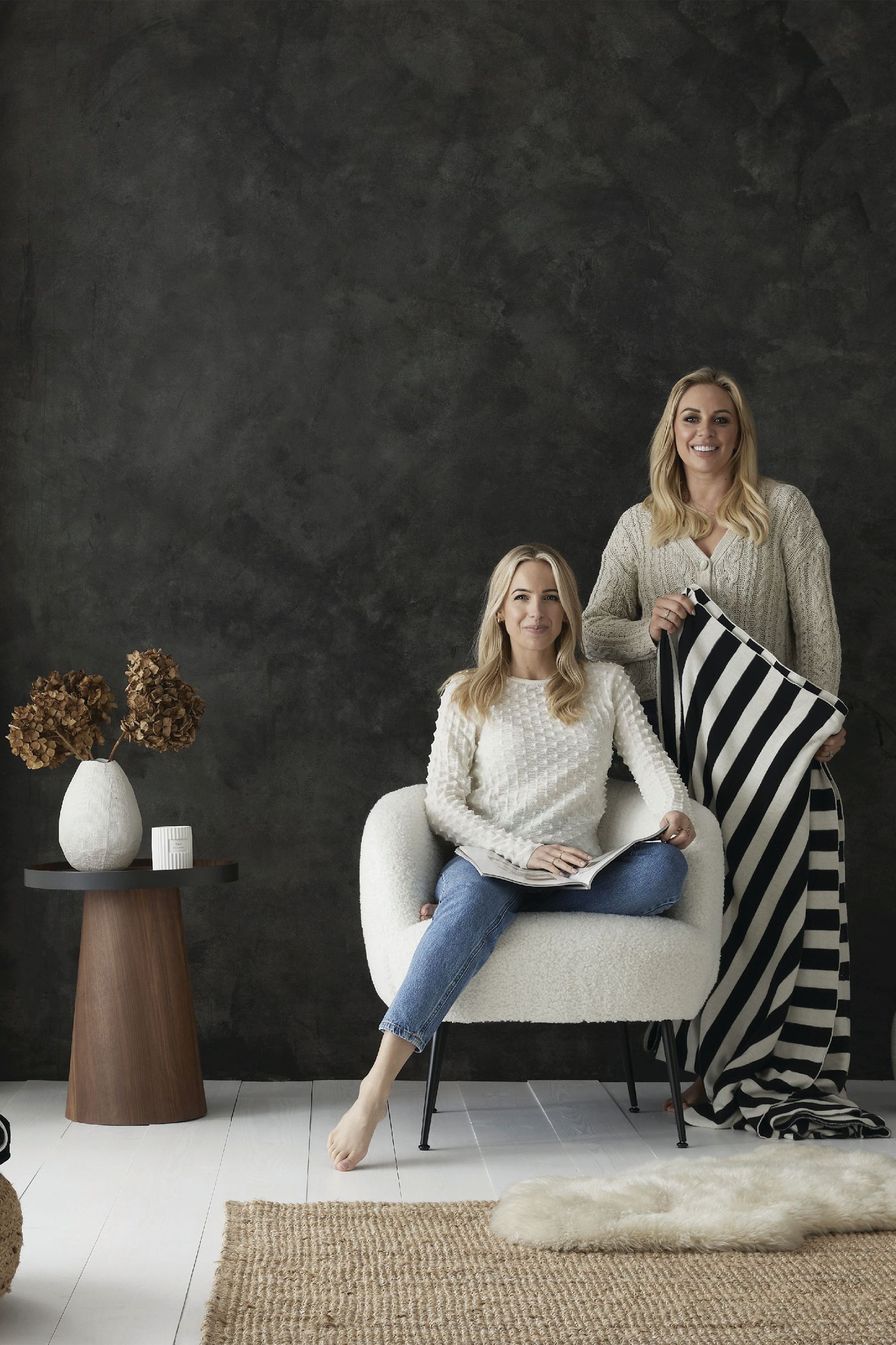 Buy Style Sisters Black Knitted Stripe Pure Cotton Throw from the Next ...