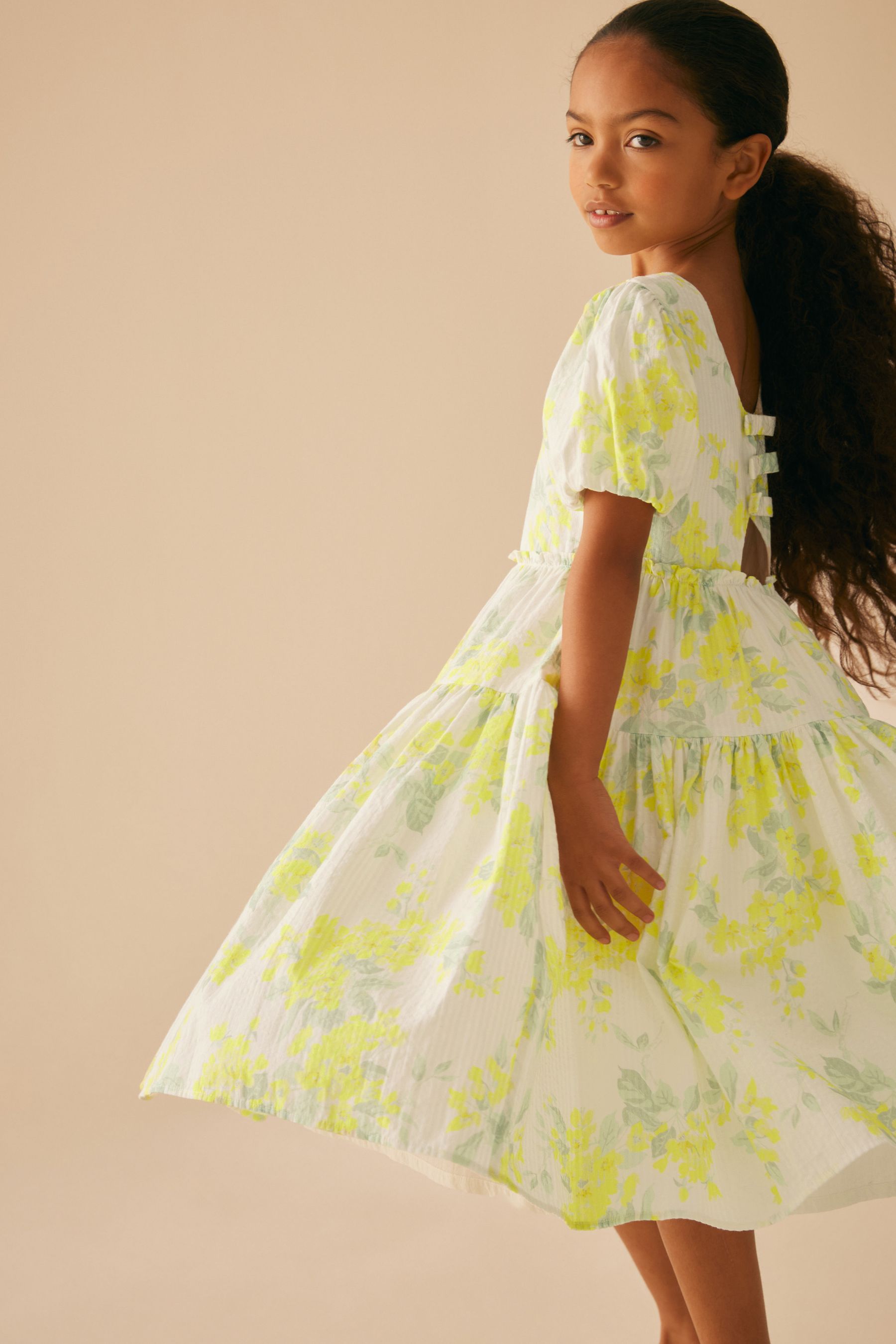 Buy Laura Ashley Yellow/White Blossom Print Prom Dress from the Next UK ...