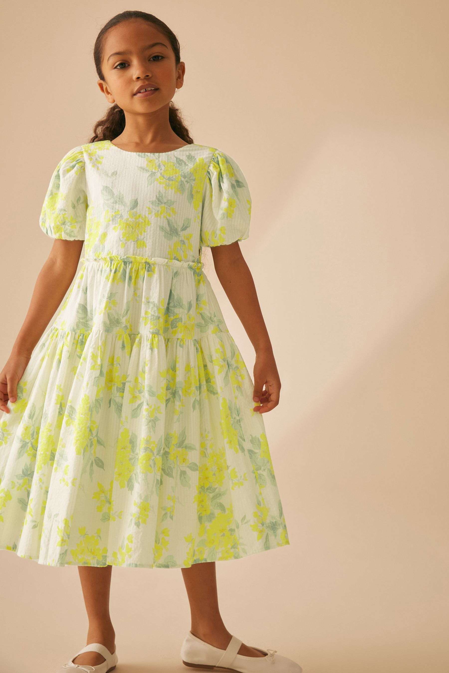 Buy Laura Ashley Yellow/White Blossom Print Prom Dress from the Next UK ...