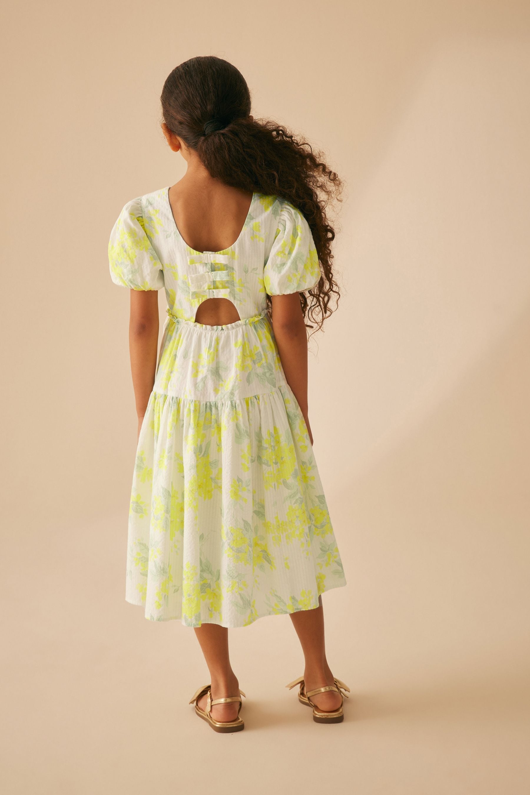 Buy Laura Ashley Yellow/White Blossom Print Prom Dress from the Next UK ...