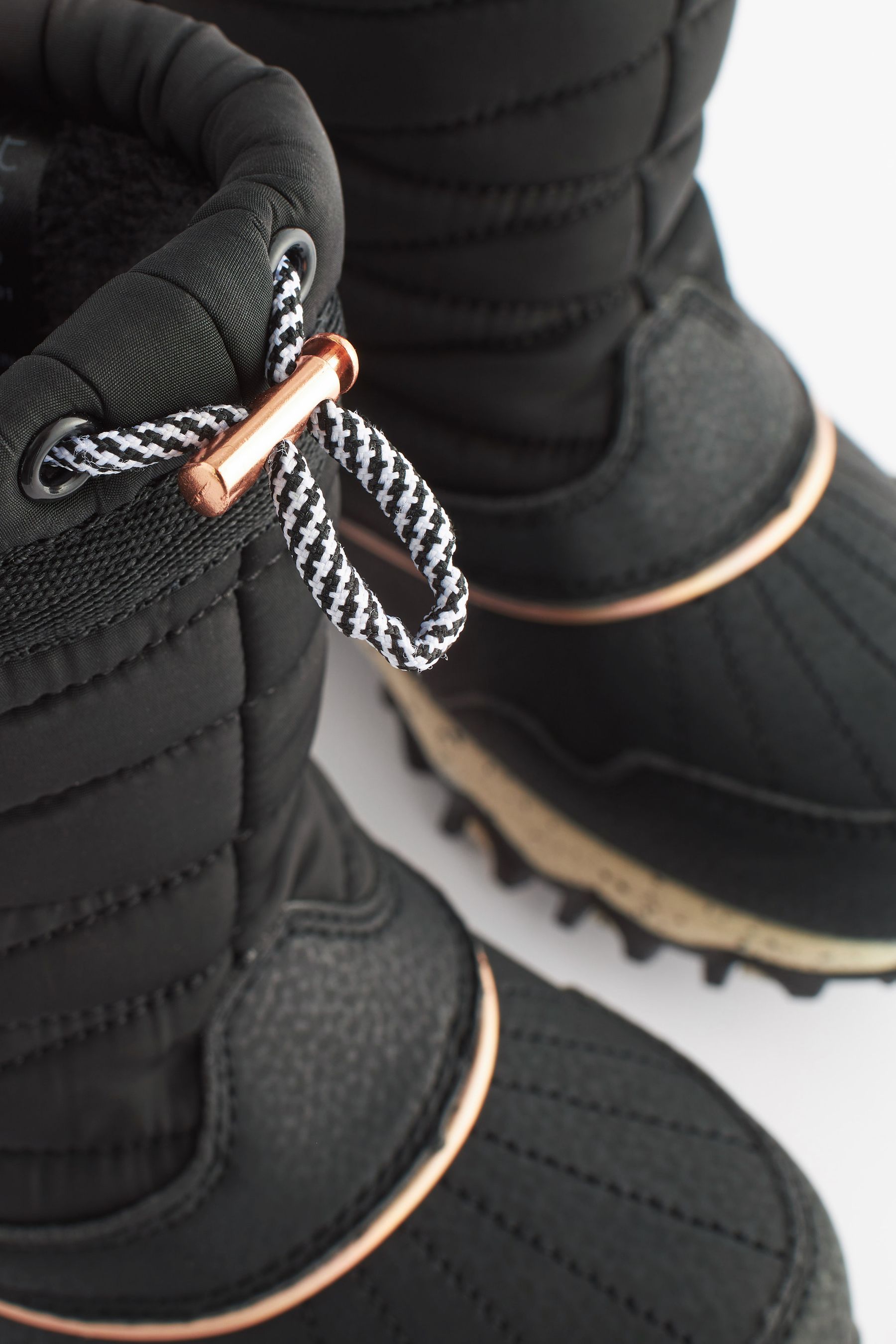 Buy Black/Rose Gold Waterproof Warm Faux Fur Lined Snow Boots from the ...