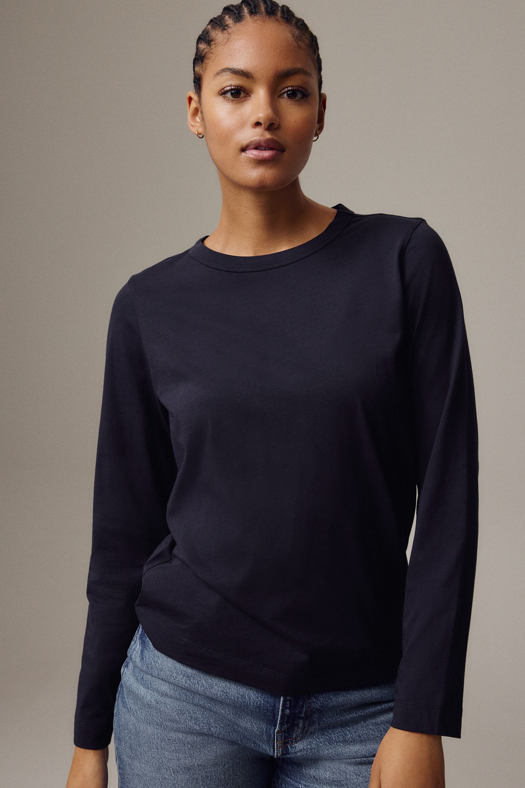 Buy Blue Navy Long Sleeve Crew Neck Top from the Next UK online shop