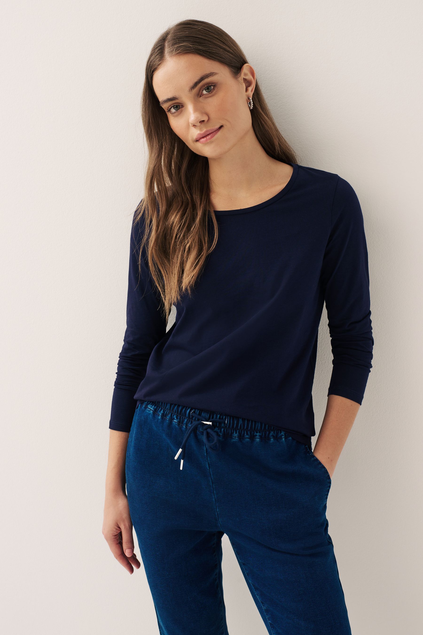 Buy Blue Navy Long Sleeve Crew Neck Top from the Next UK online shop