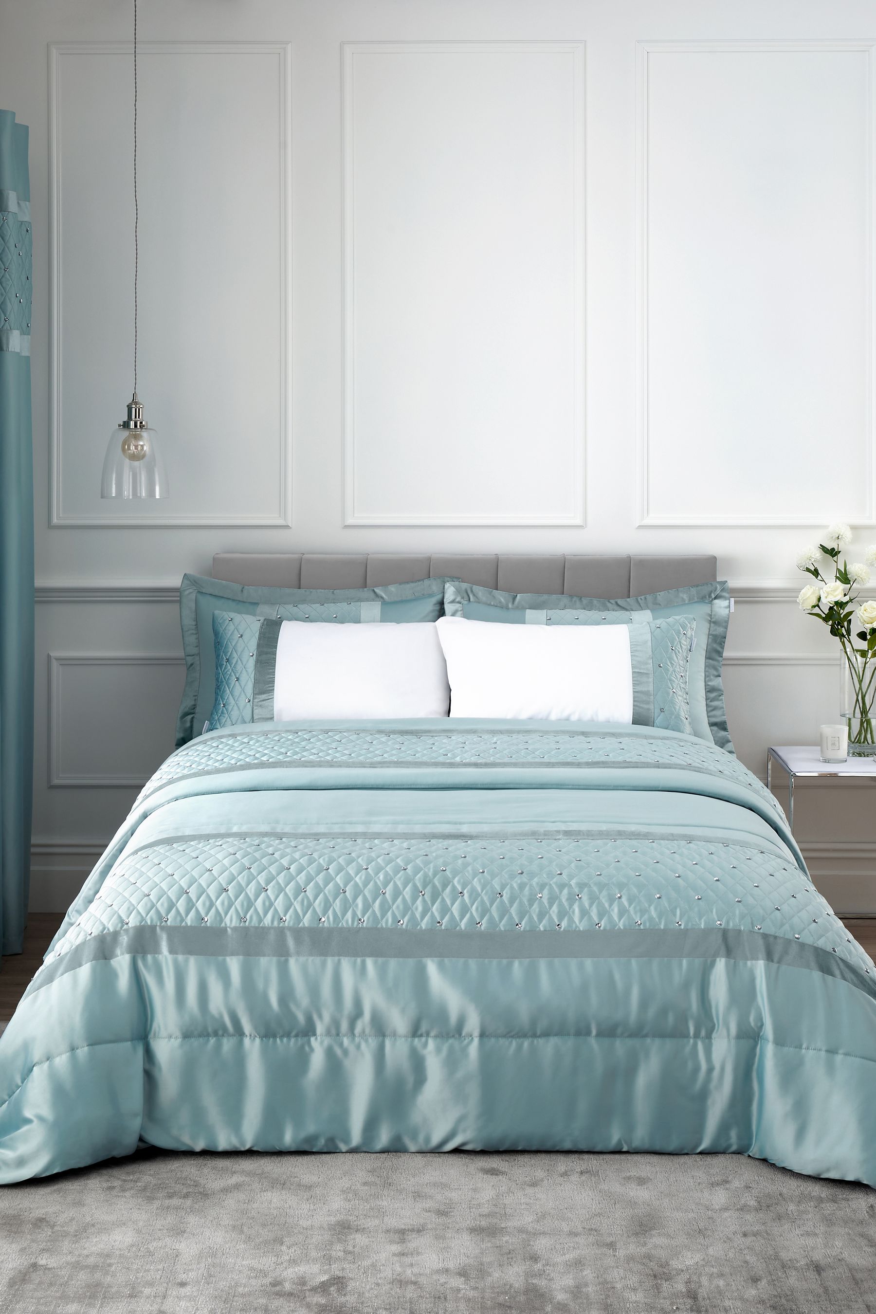 Buy Catherine Lansfield Blue Sequin Cluster Bedspread from the Next UK ...
