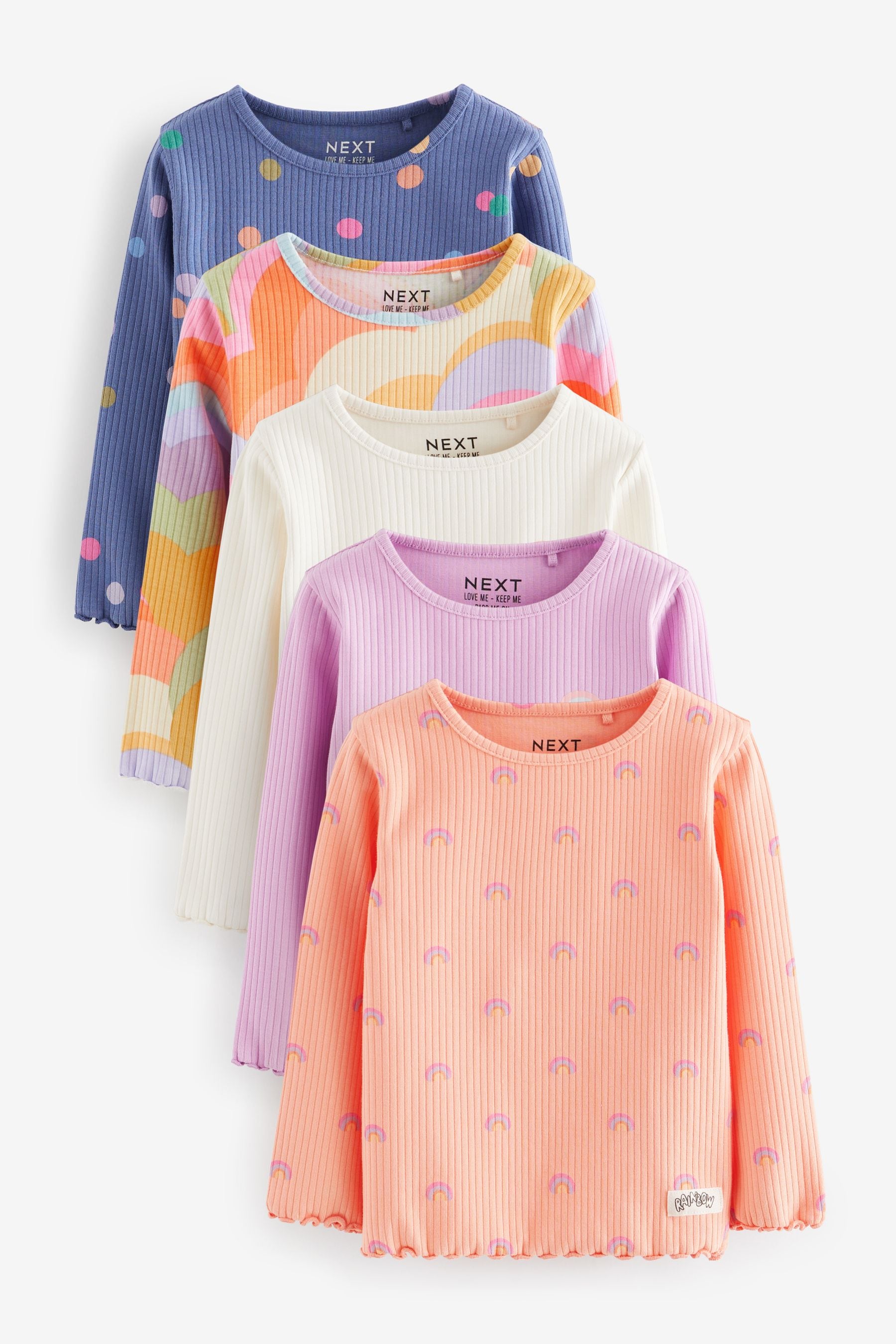 Buy Orange Ribbed Long Sleeve Tops 5 Pack (3mths-7yrs) from Next USA