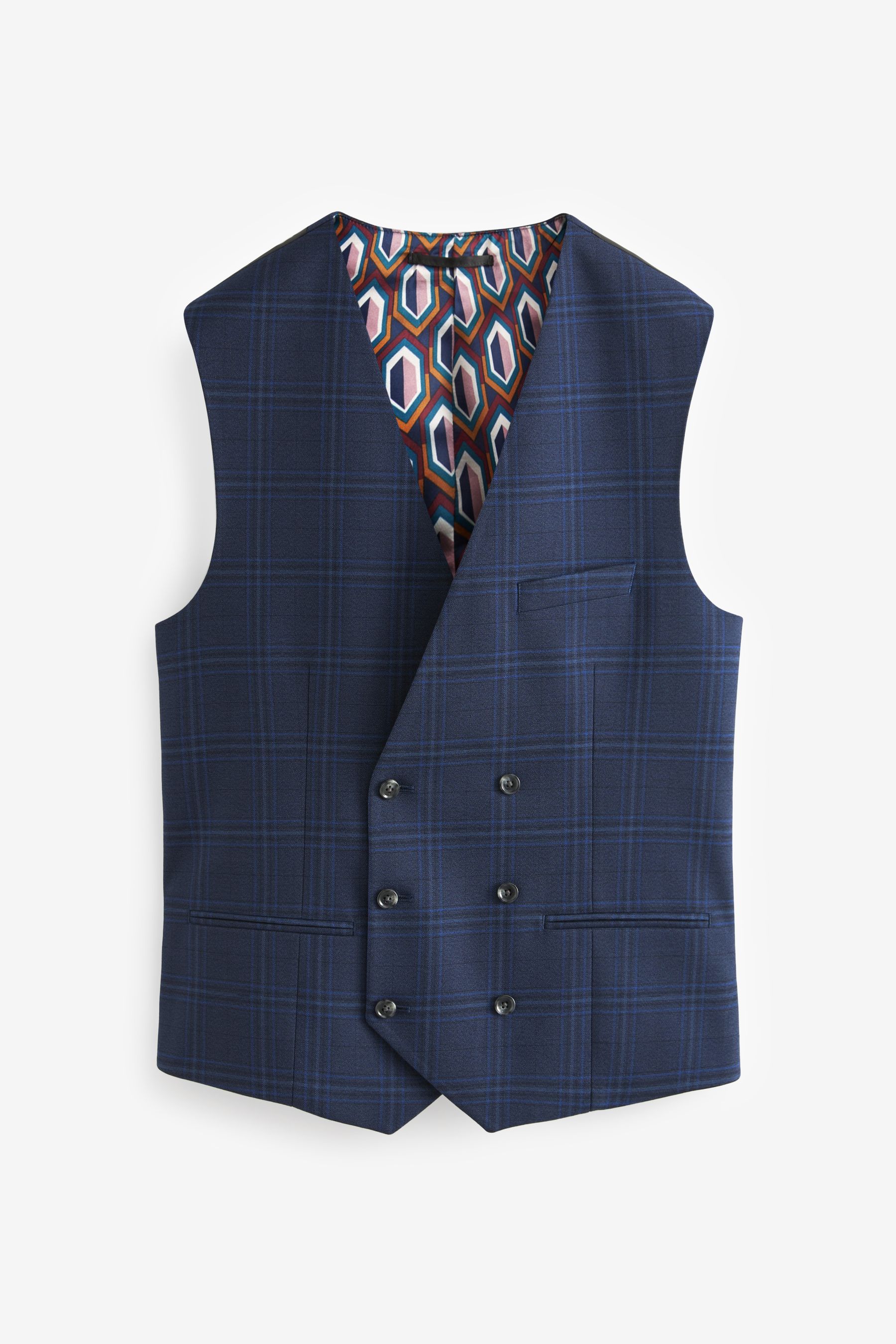Buy Navy Slim Bold Check Suit Waistcoat from the Next UK online shop