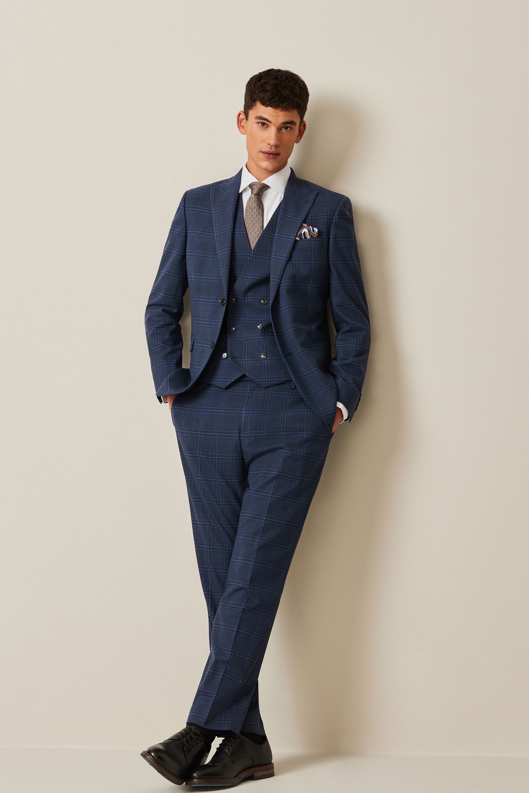 Buy Blue Slim Bold Check Suit Jacket from the Next UK online shop