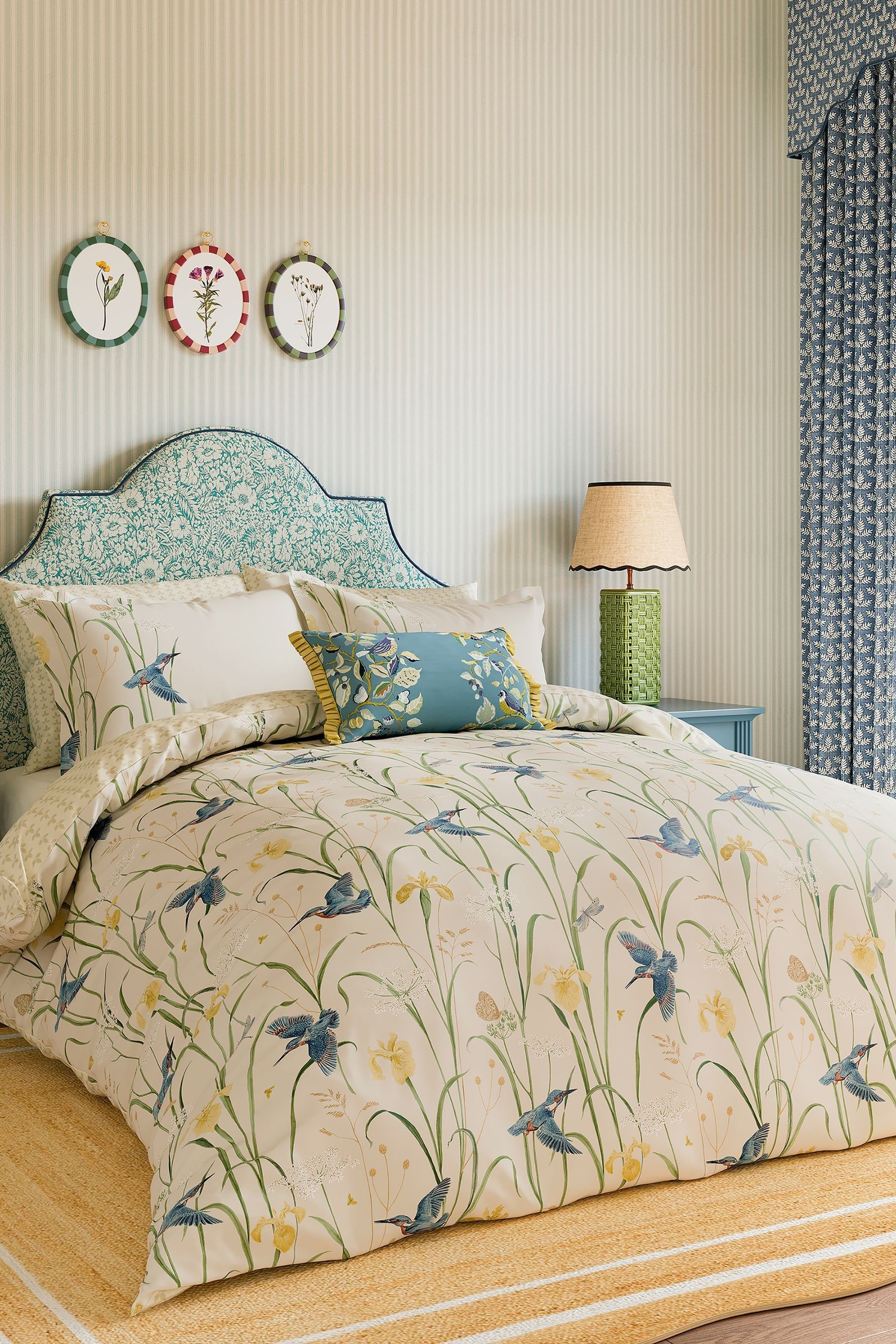 Buy Sanderson Blue Kingfisher & Iris Duvet Cover and Pillowcase Set ...