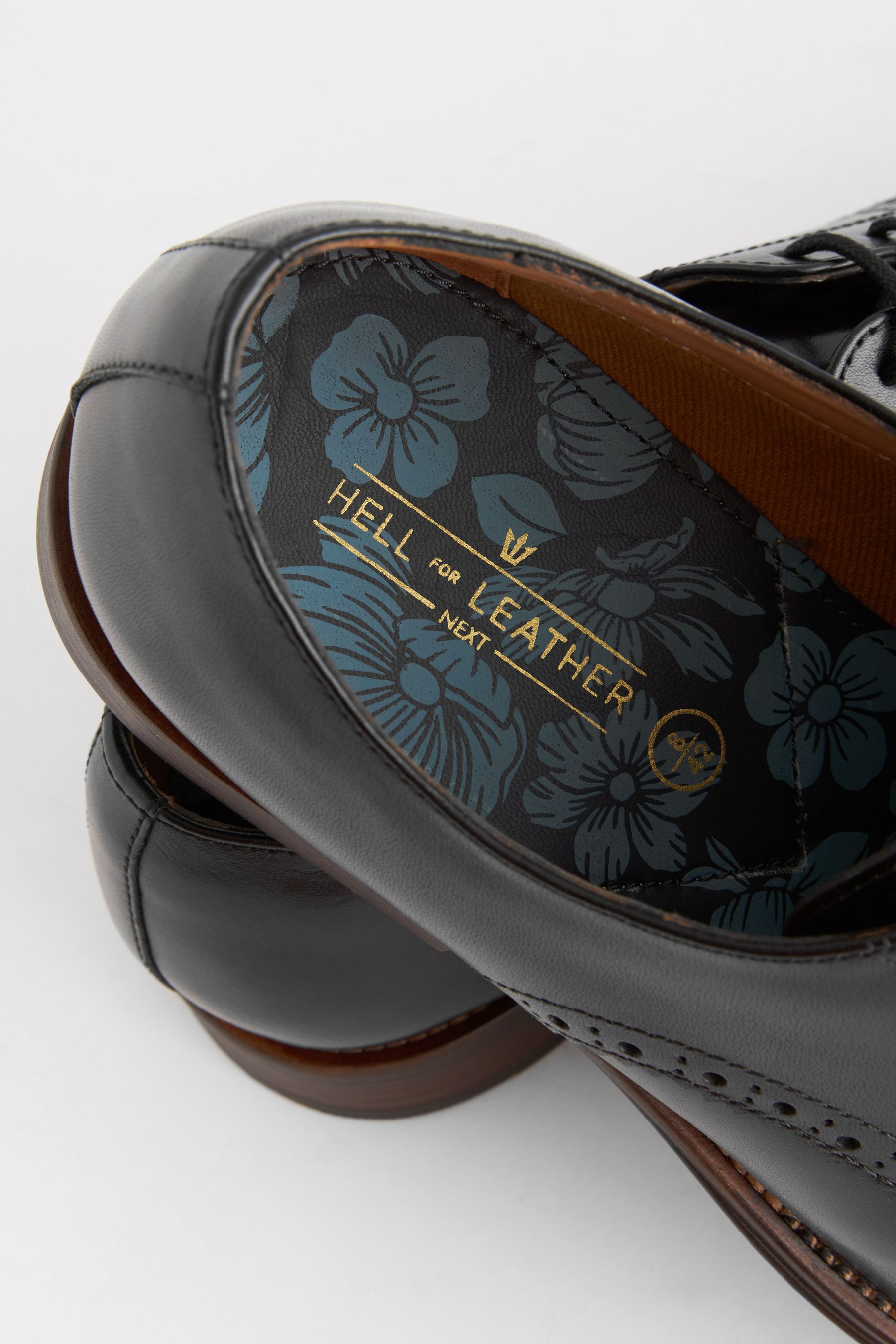 Buy Black Regular Fit Leather Contrast Sole Derby Shoes from the Next ...