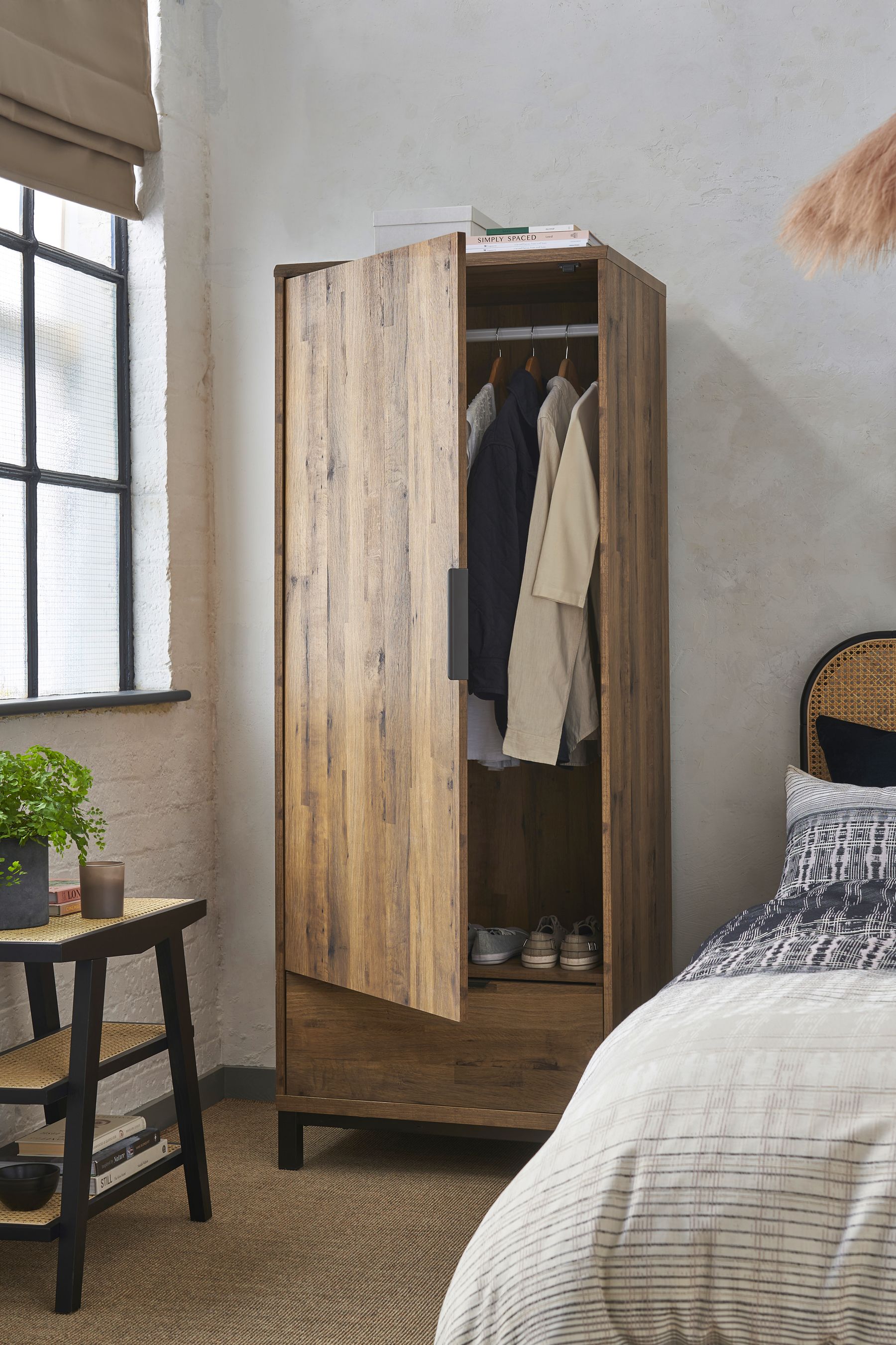 Buy Dark Bronx Oak Effect Single, 1 Drawer Wardrobe from the Next UK ...