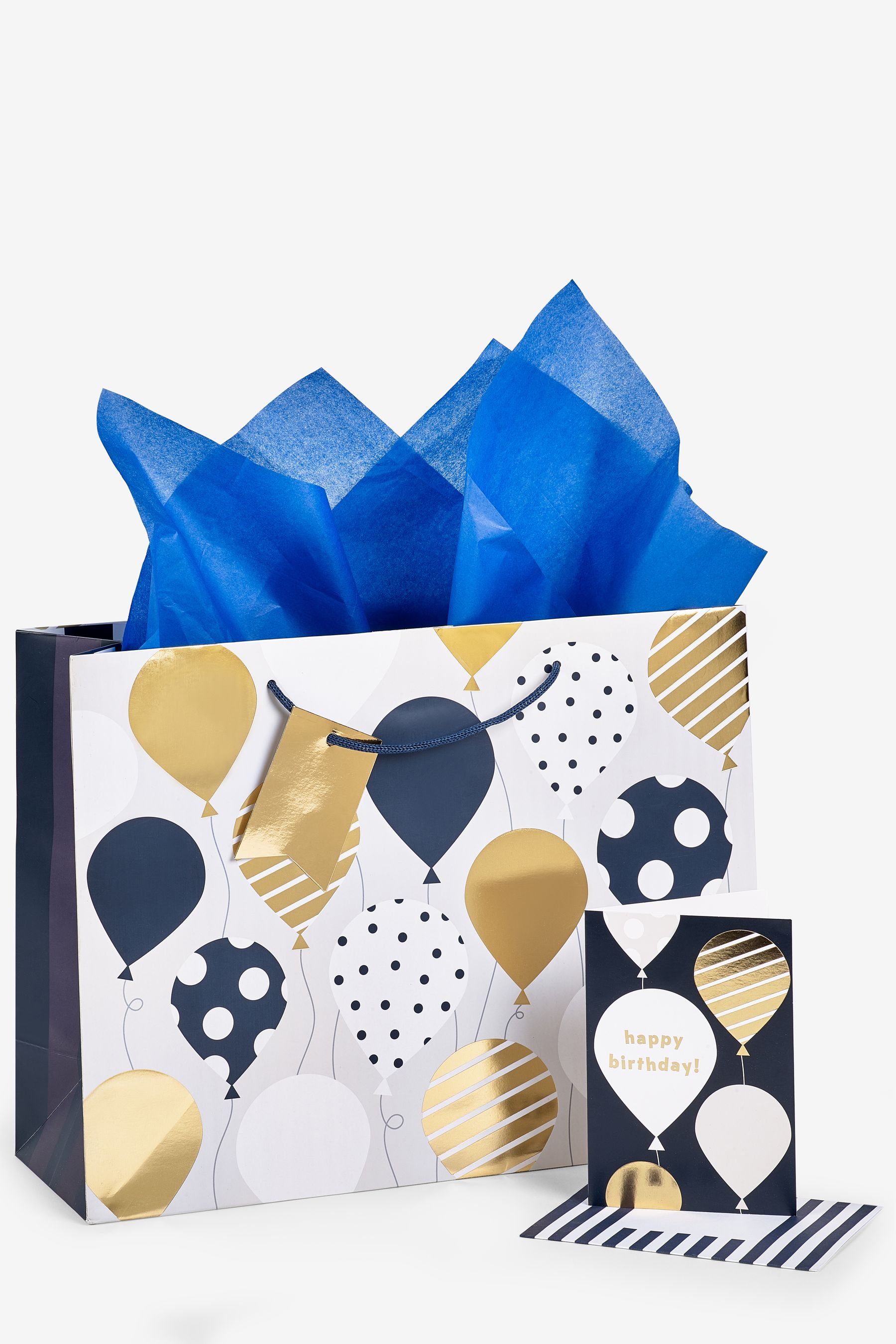 Buy Navy Balloons Gift Bag and Card Set from the Next UK online shop