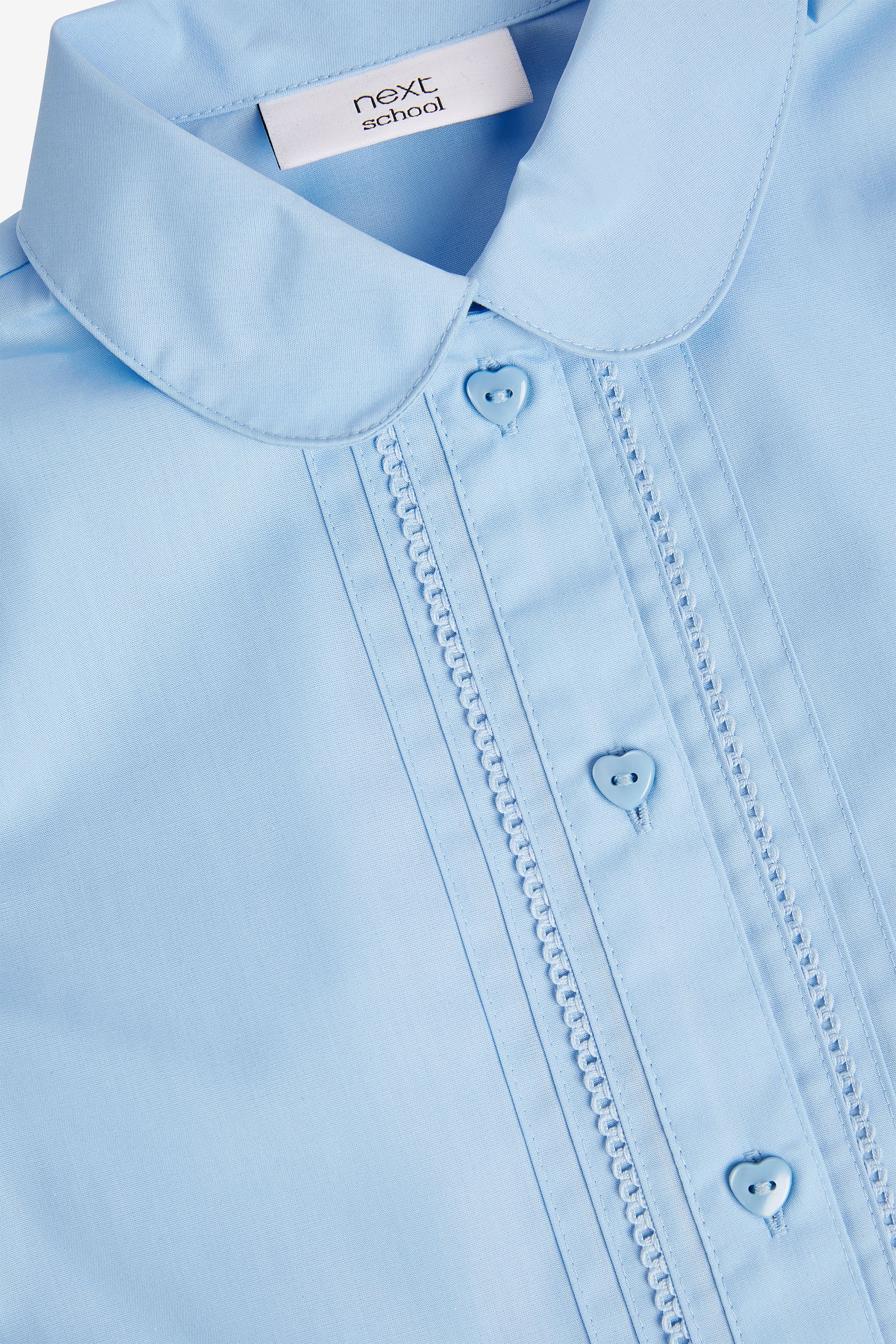 Buy Blue Regular Fit Puff Sleeve Lace Trim School Blouse (3-14yrs) from ...