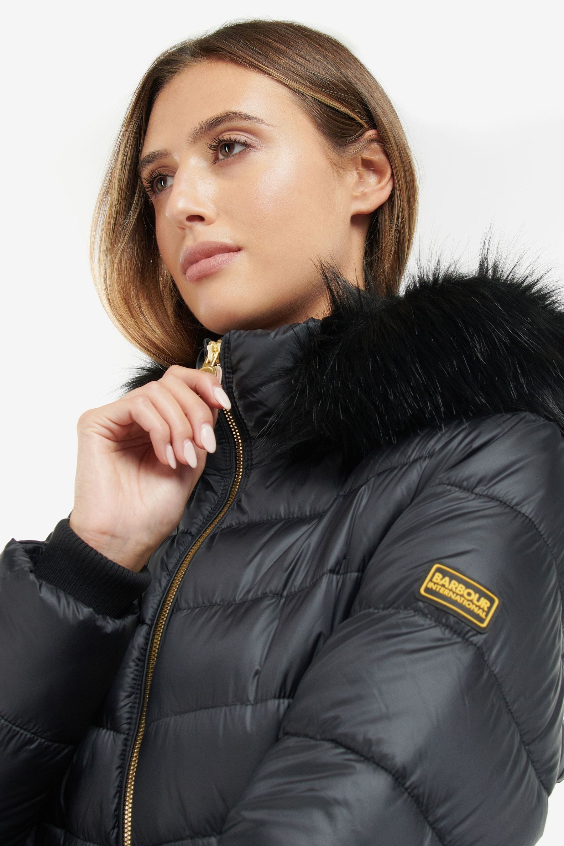 Buy Barbour International® Island Quilted Black Jacket from the Next UK ...