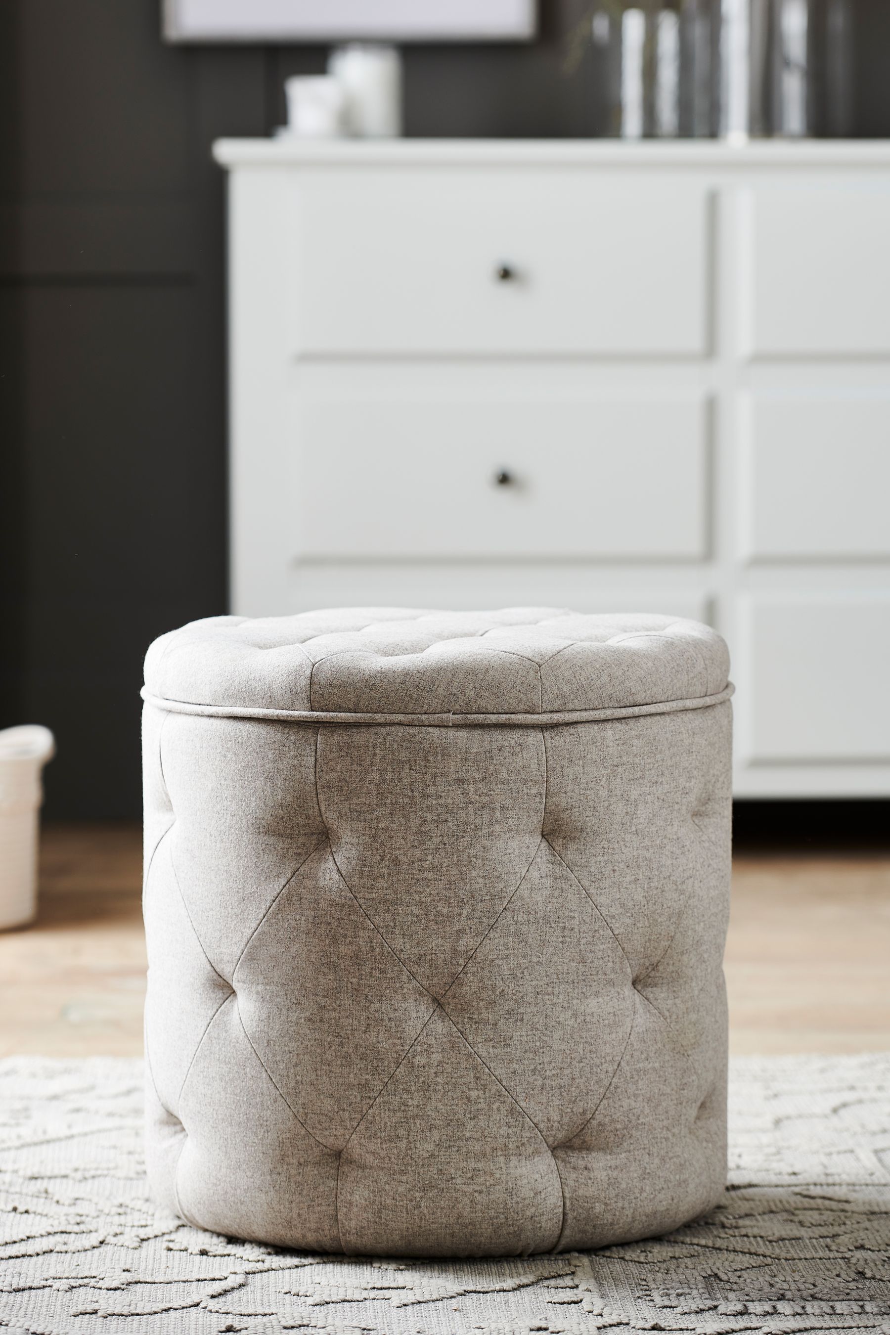 Buy Wool Blend Natural Stone Hartford Upholstered Storage Footstool ...
