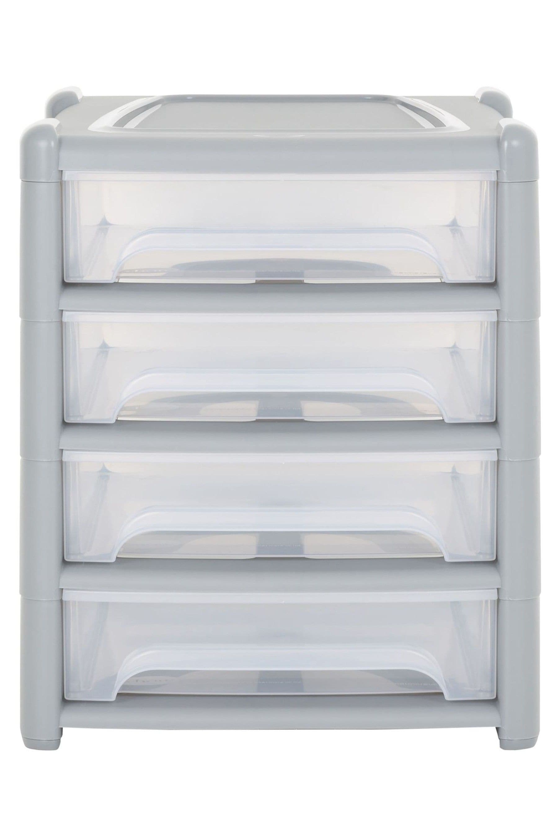 Buy Wham Grey 1 x Shallow 4 Drawer Tower Home and Office Organisation ...