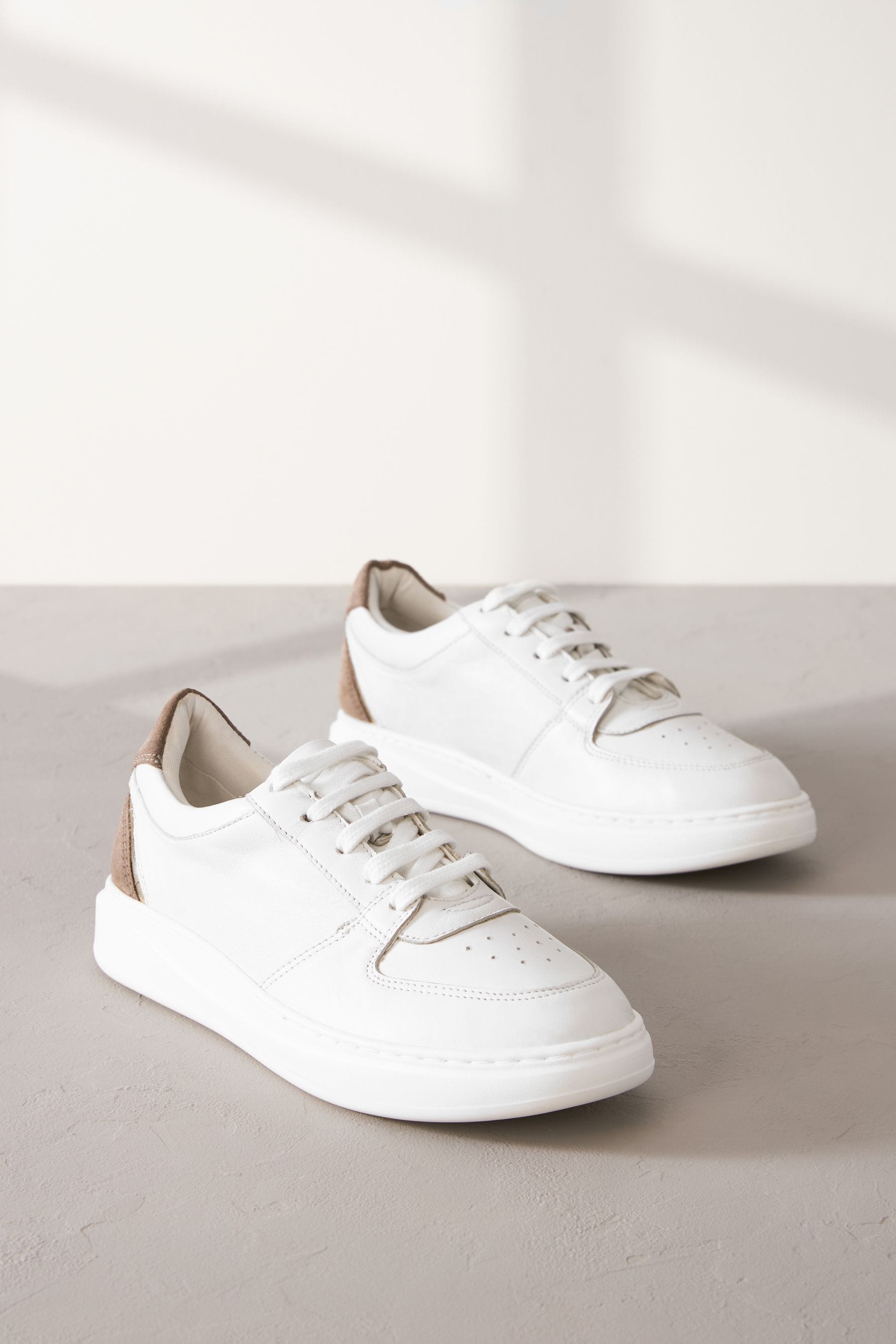 Buy White Signature Leather Retro Lace Up Trainers from the Next UK ...