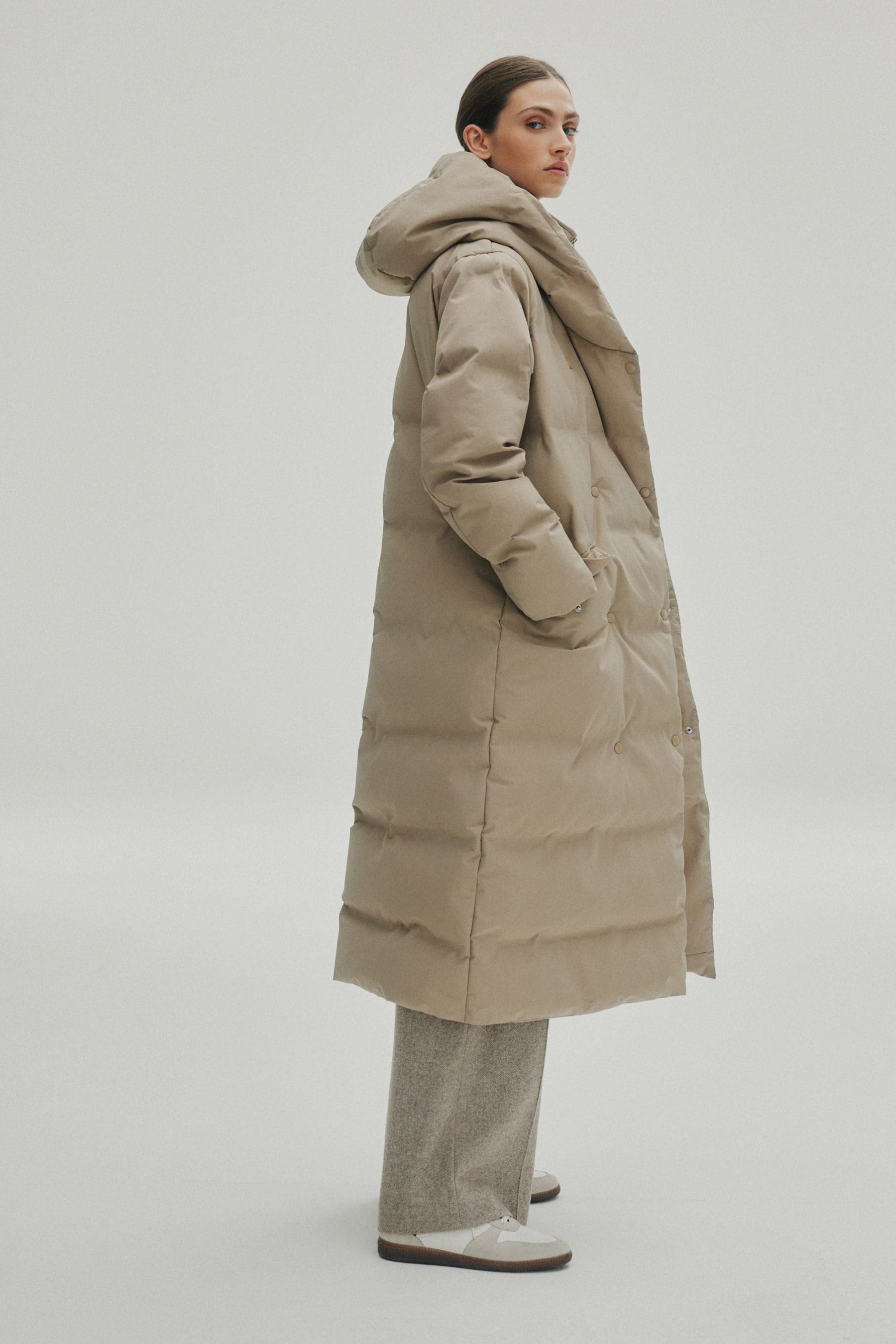Buy Neutral Longline Shower Resistant Padded Hooded Coat from Next Ireland