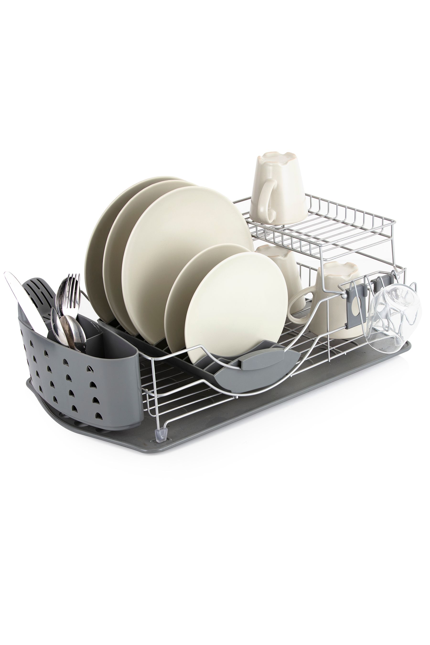 Buy Tower Grey Compact 2 Tier Dish Rack With Cutlery Holder from the ...