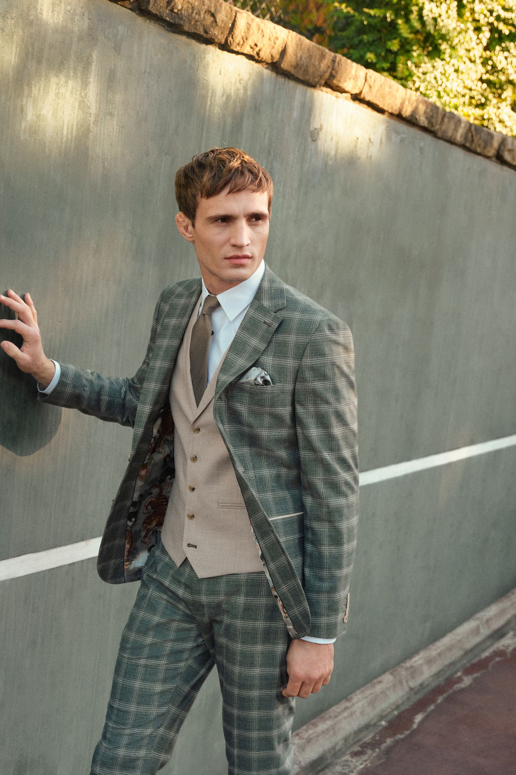 Buy Neutral Textured Suit Waistcoat from the Next UK online shop