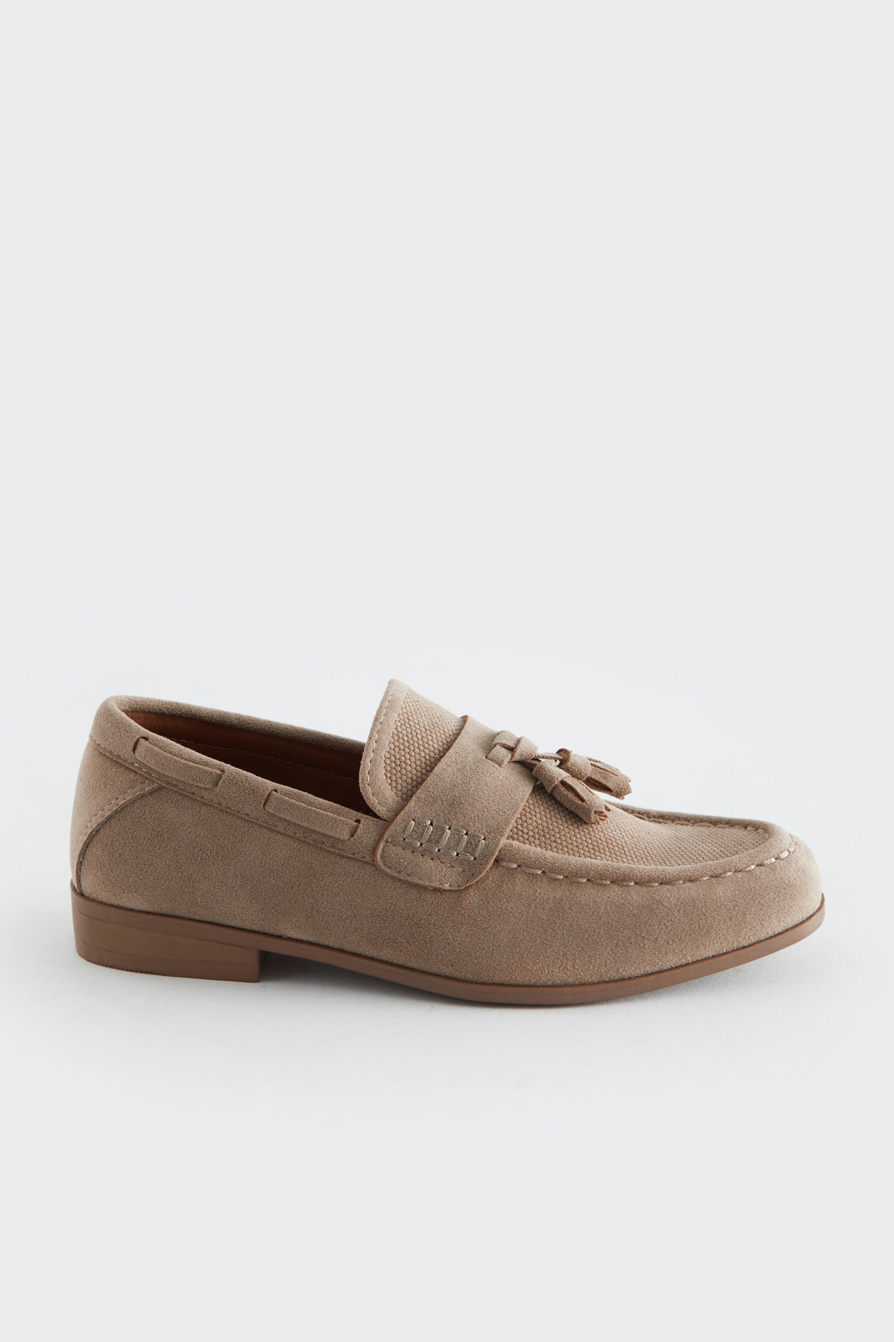 Buy Neutral Beige Standard Fit (F) Smart Tassel Detail Loafers from the ...