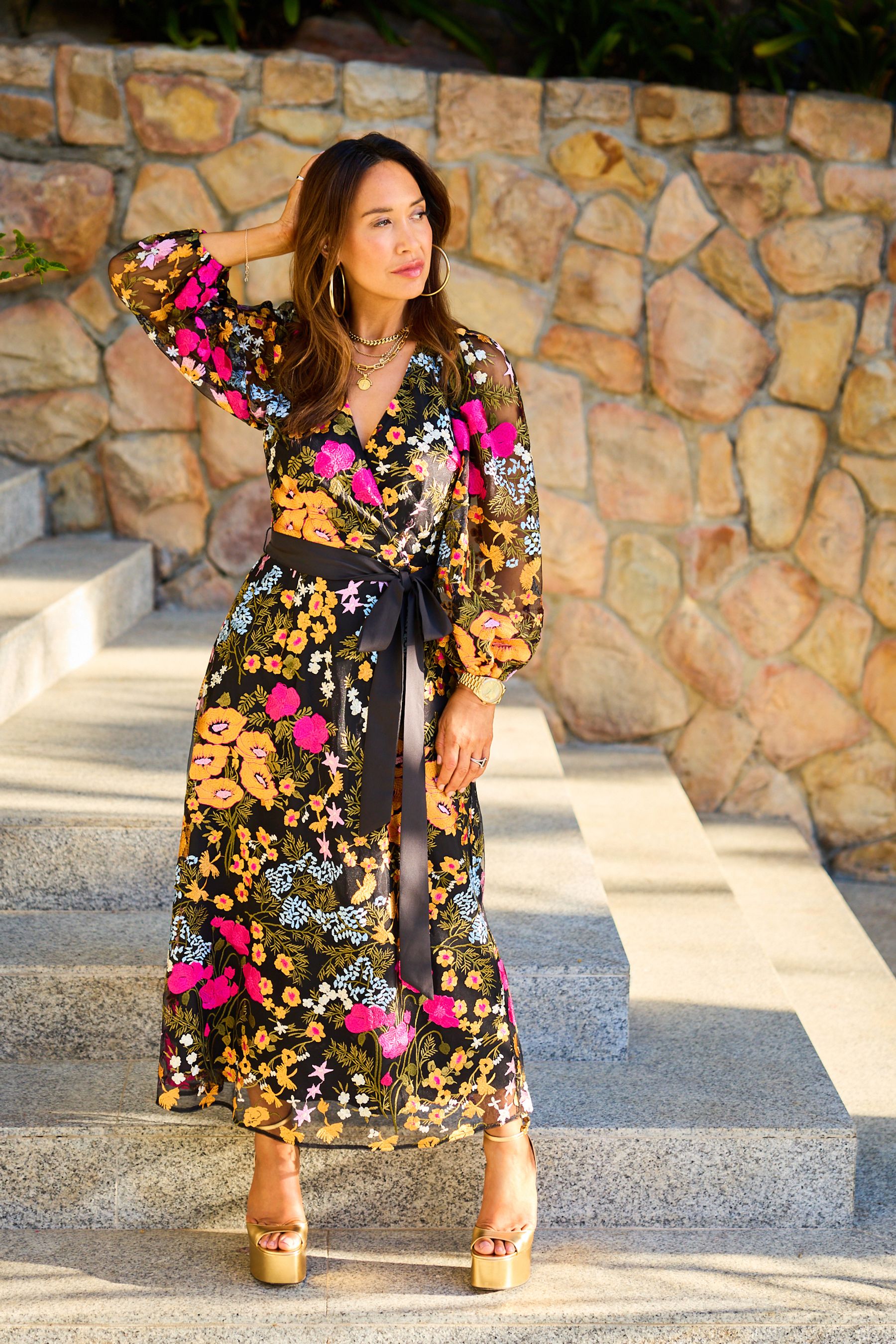 Buy Myleene Klass Floral Embroidered Wrap Dress from Next Ireland