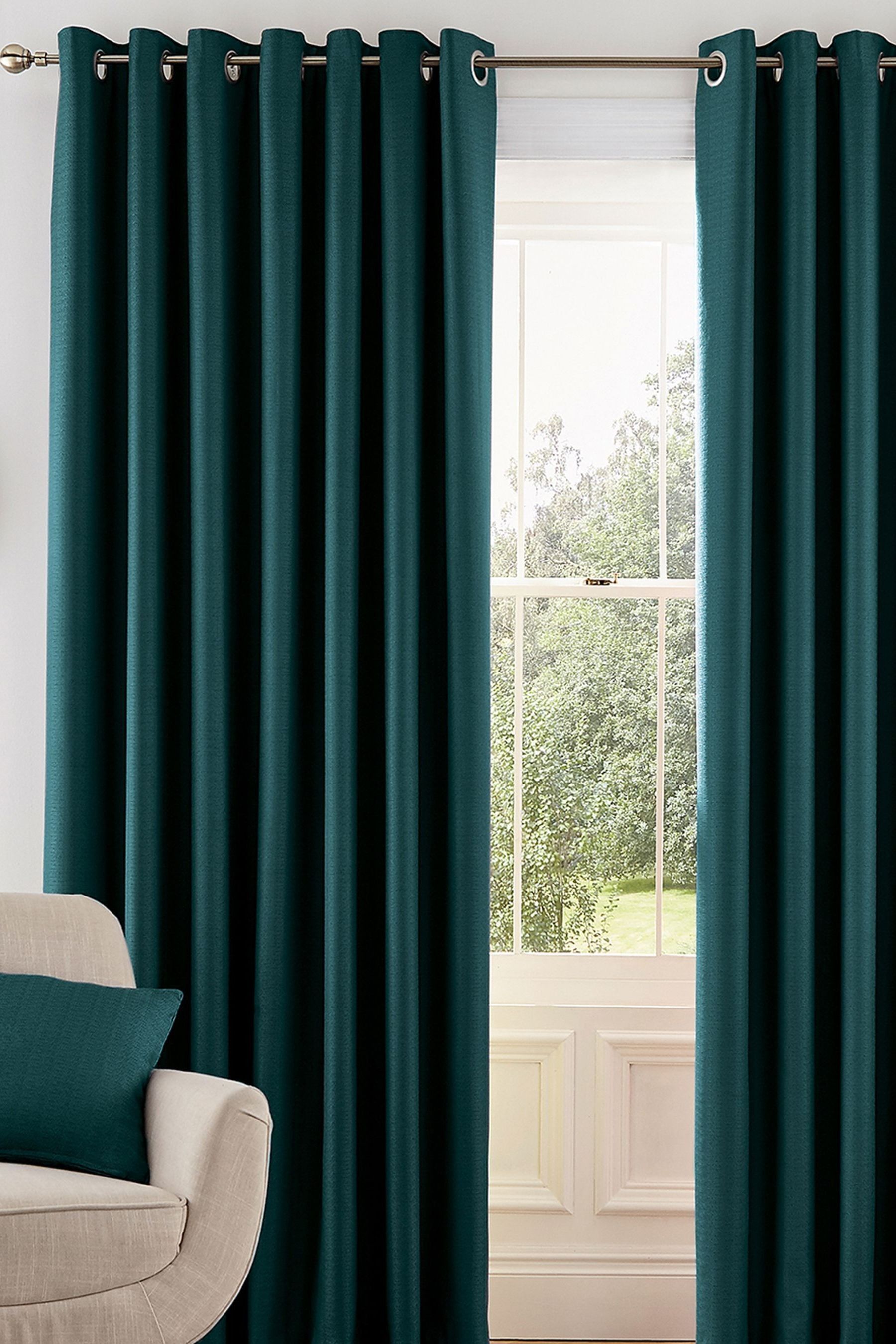 Buy Helena Springfield Teal Green Eden Lined Eyelet Curtains from the ...