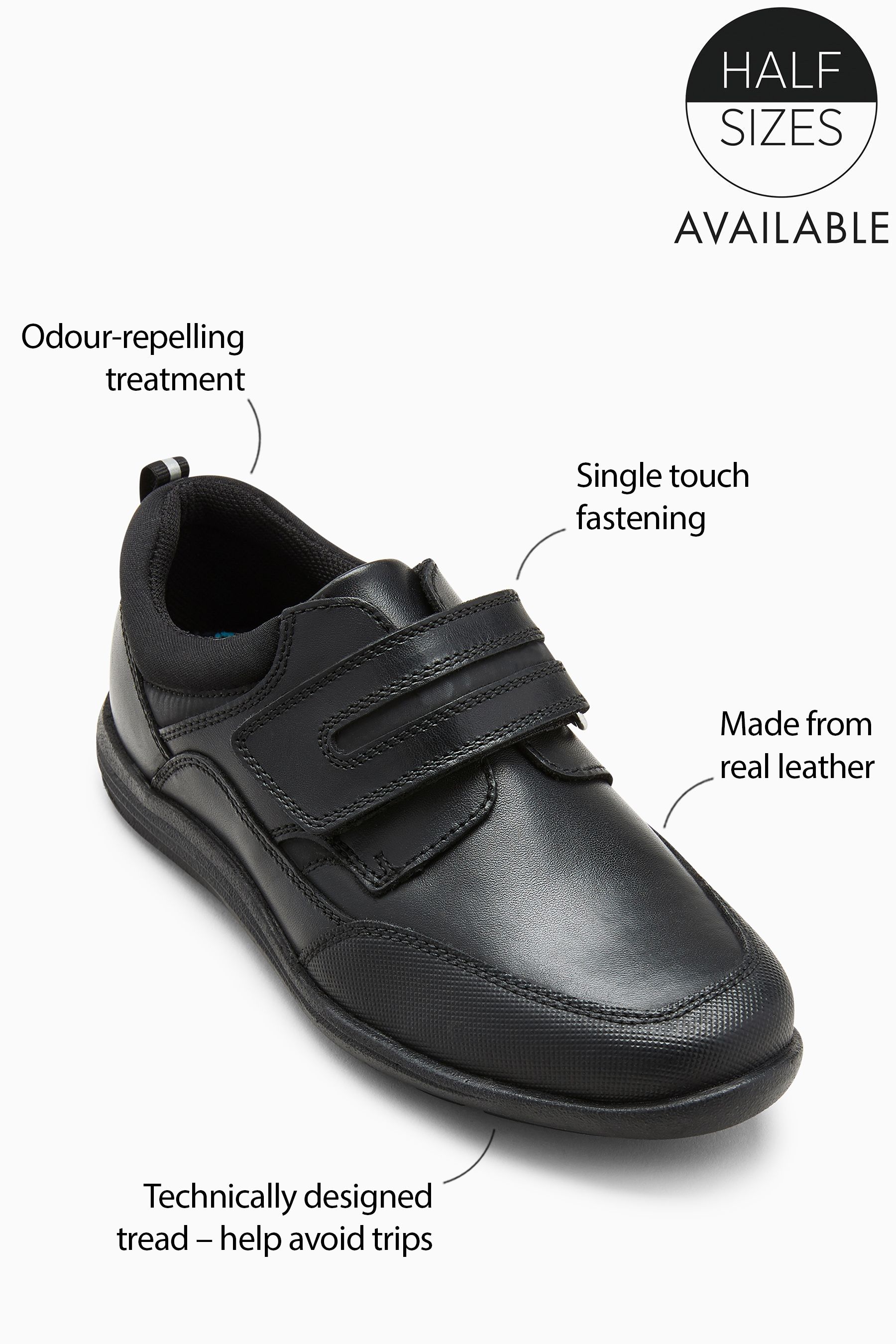 Buy Black Standard Fit (F) School Leather Single Strap Shoes from the ...